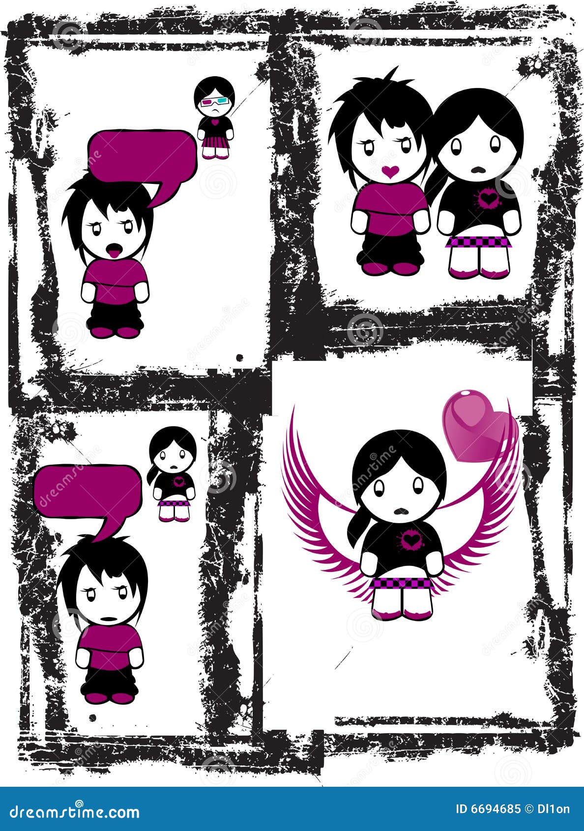 Emo Love Comix stock vector. Illustration of adolescence - 6694685