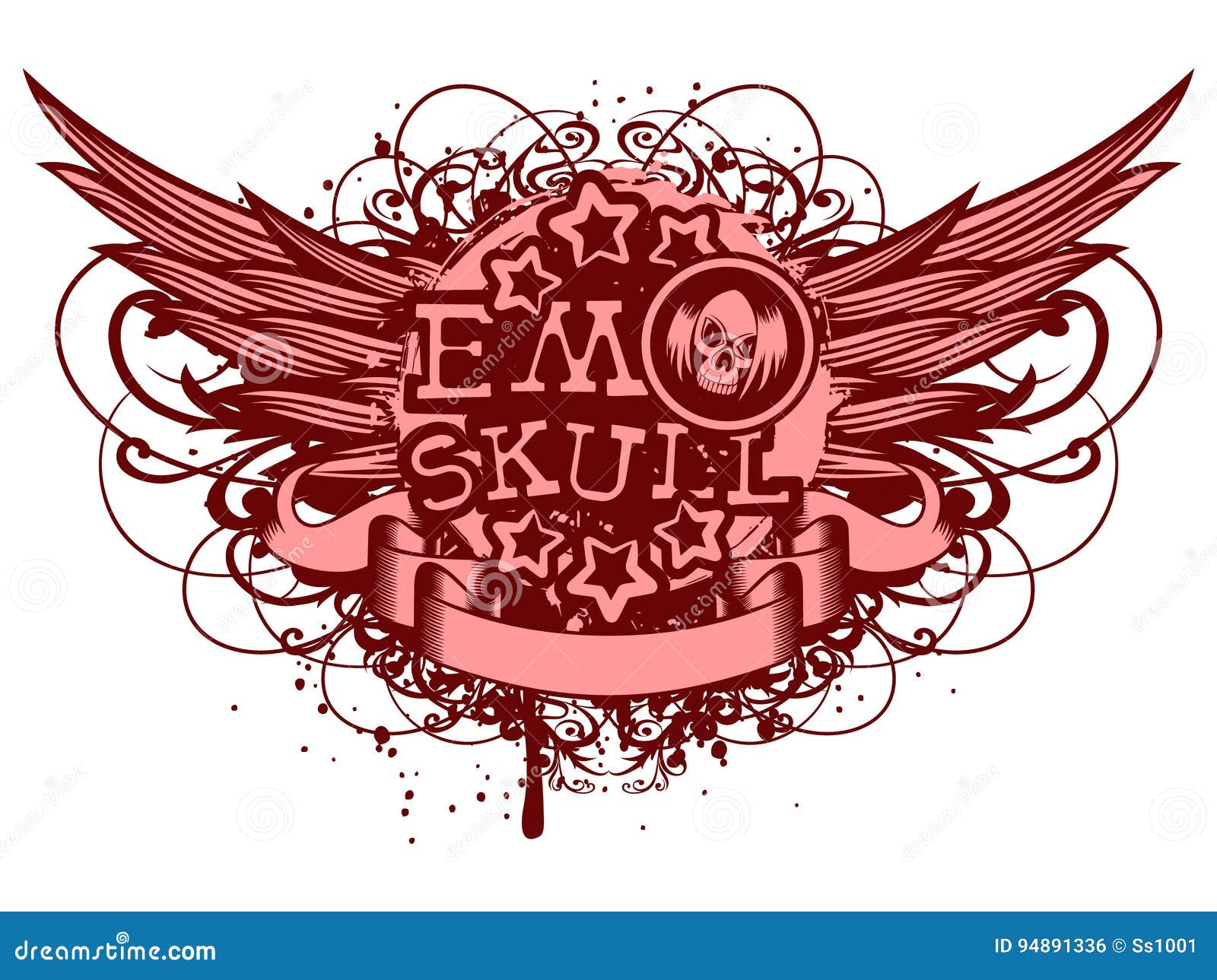 Emo_skull ilustração do vetor. Ilustração de projeto - 94891336