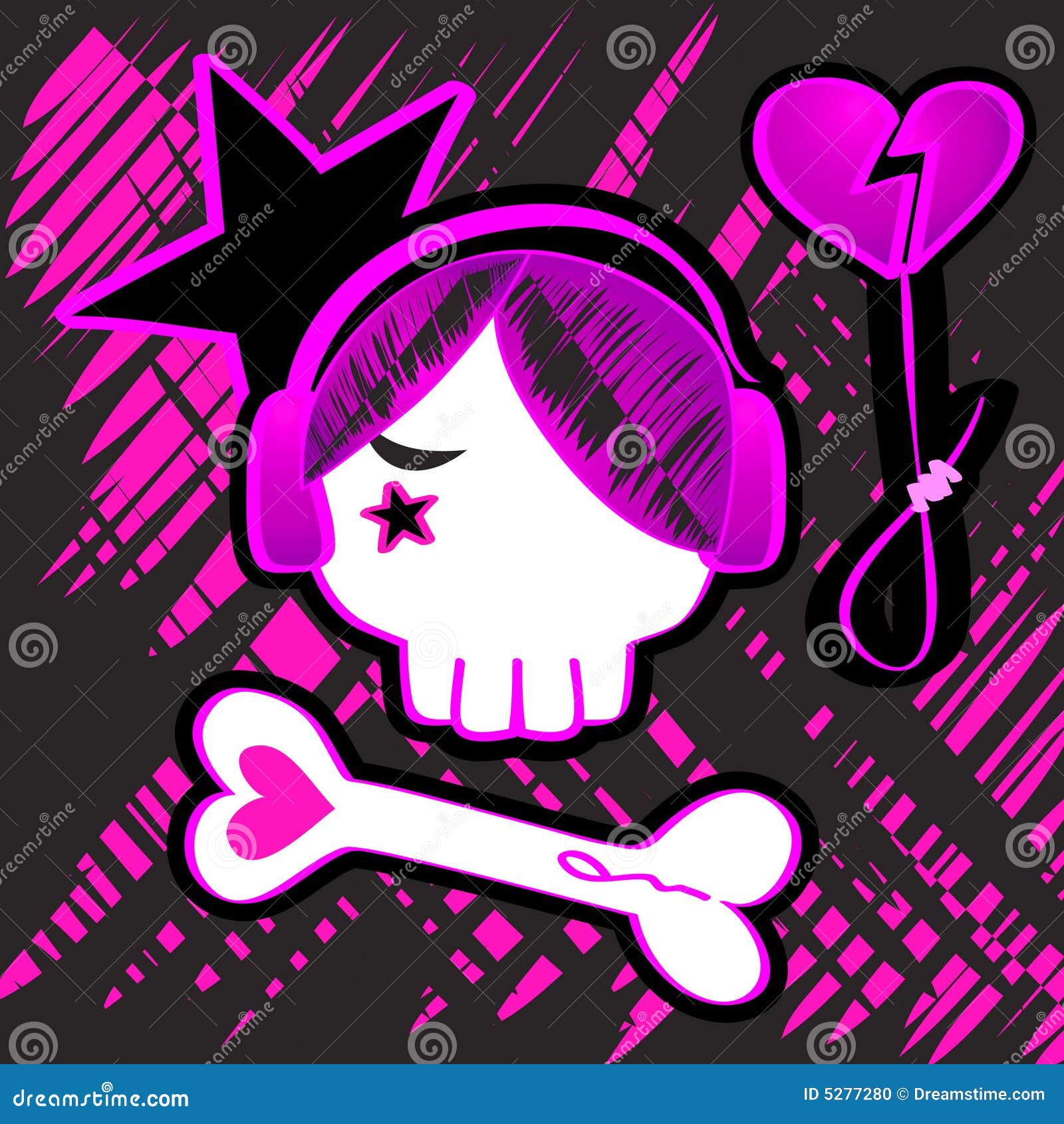 Emo skull art stock vector. Illustration of rock, loop - 5277280