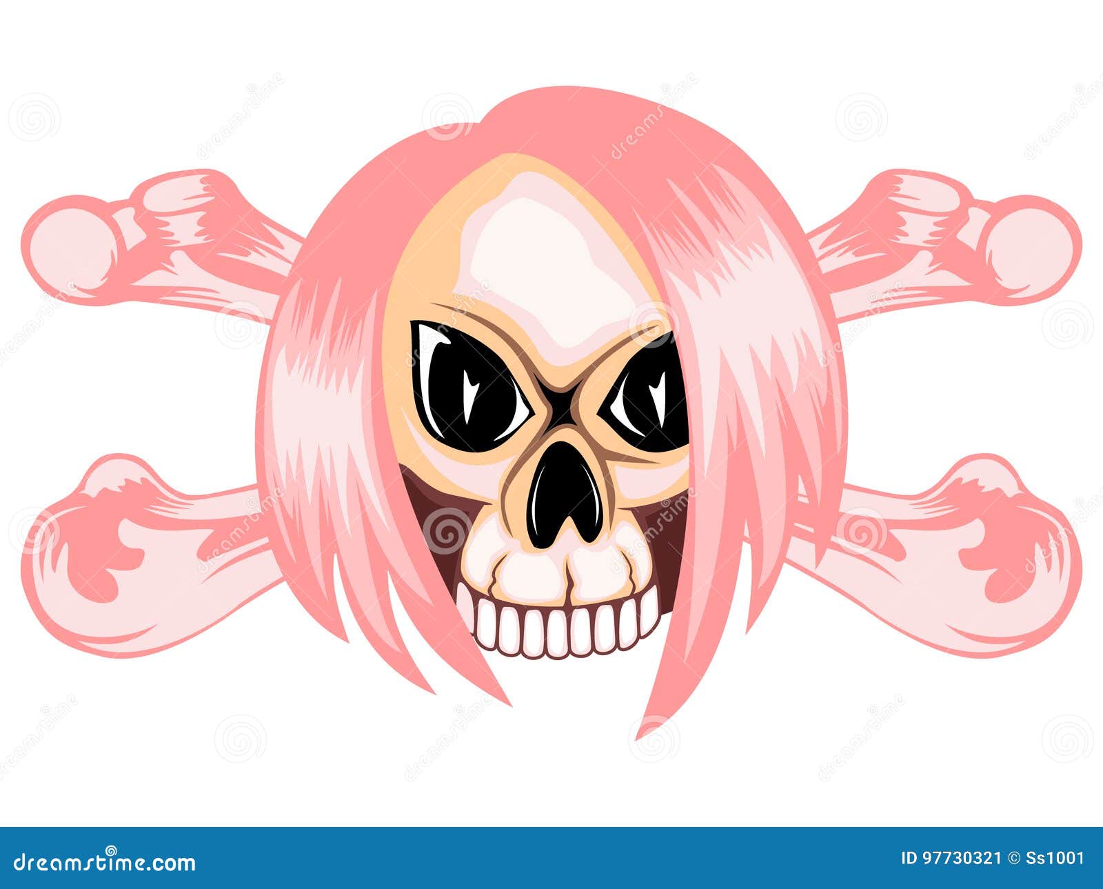 Emo_skull stock vector. Illustration of emblem, ornate - 97730321