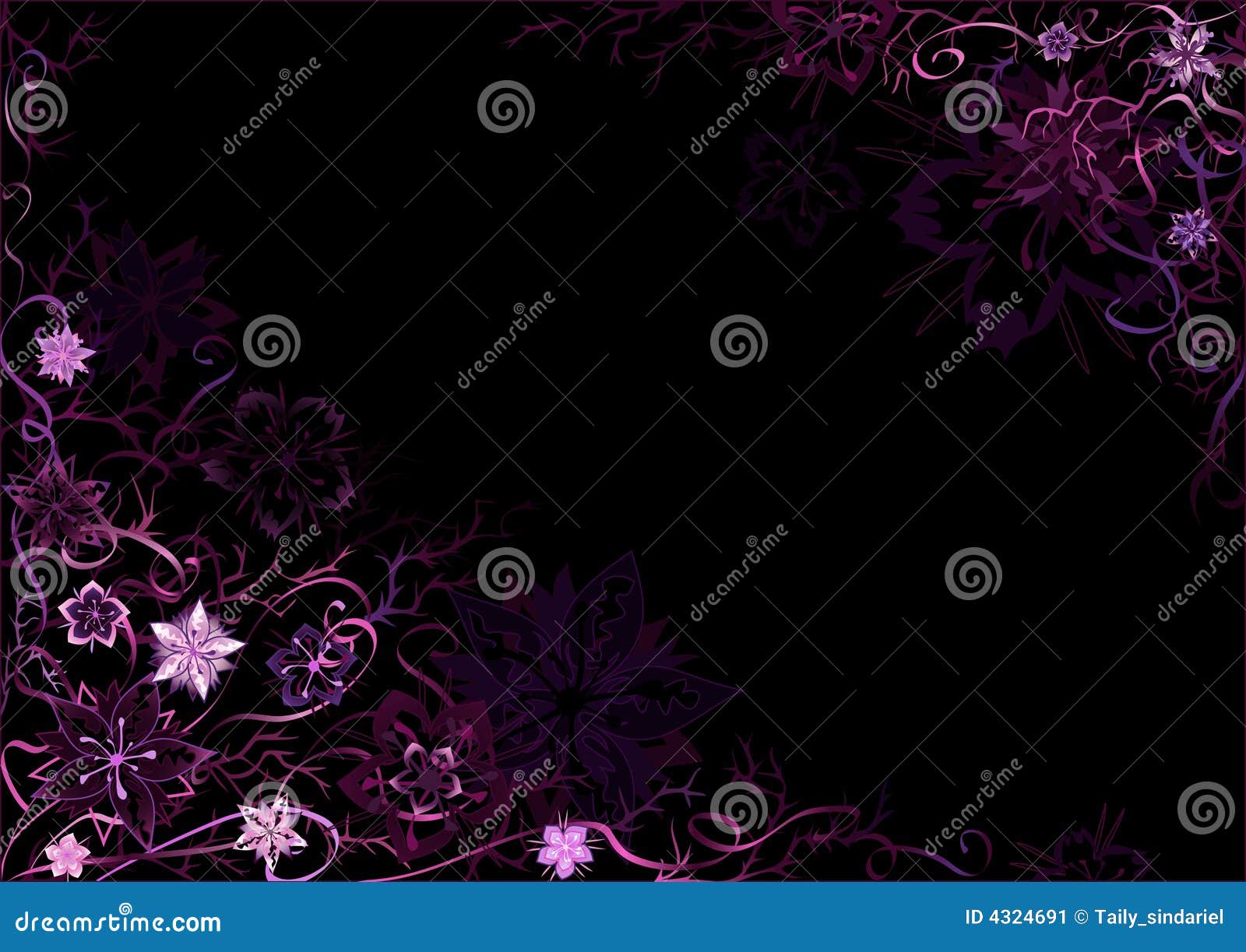 Emo Styled Black-and-violet Floral Backg Stock Vector - Illustration of ...