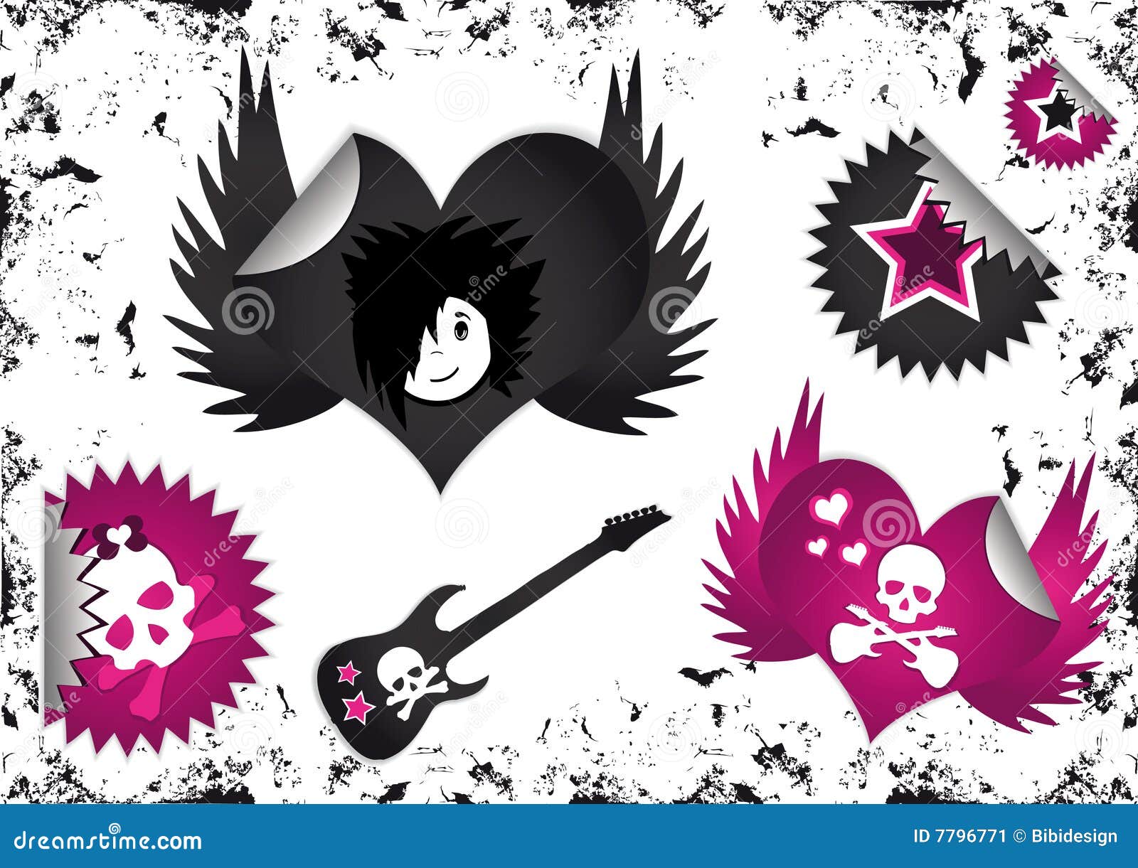 Emo Symbols, Labels Badges and Stickers Stock Vector - Illustration of ...