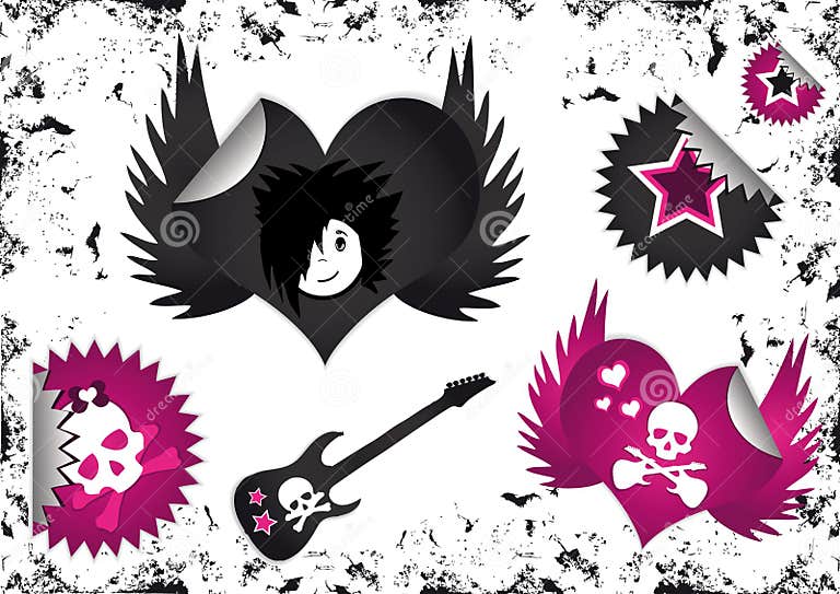 Emo Symbols, Labels Badges and Stickers Stock Vector - Illustration of ...