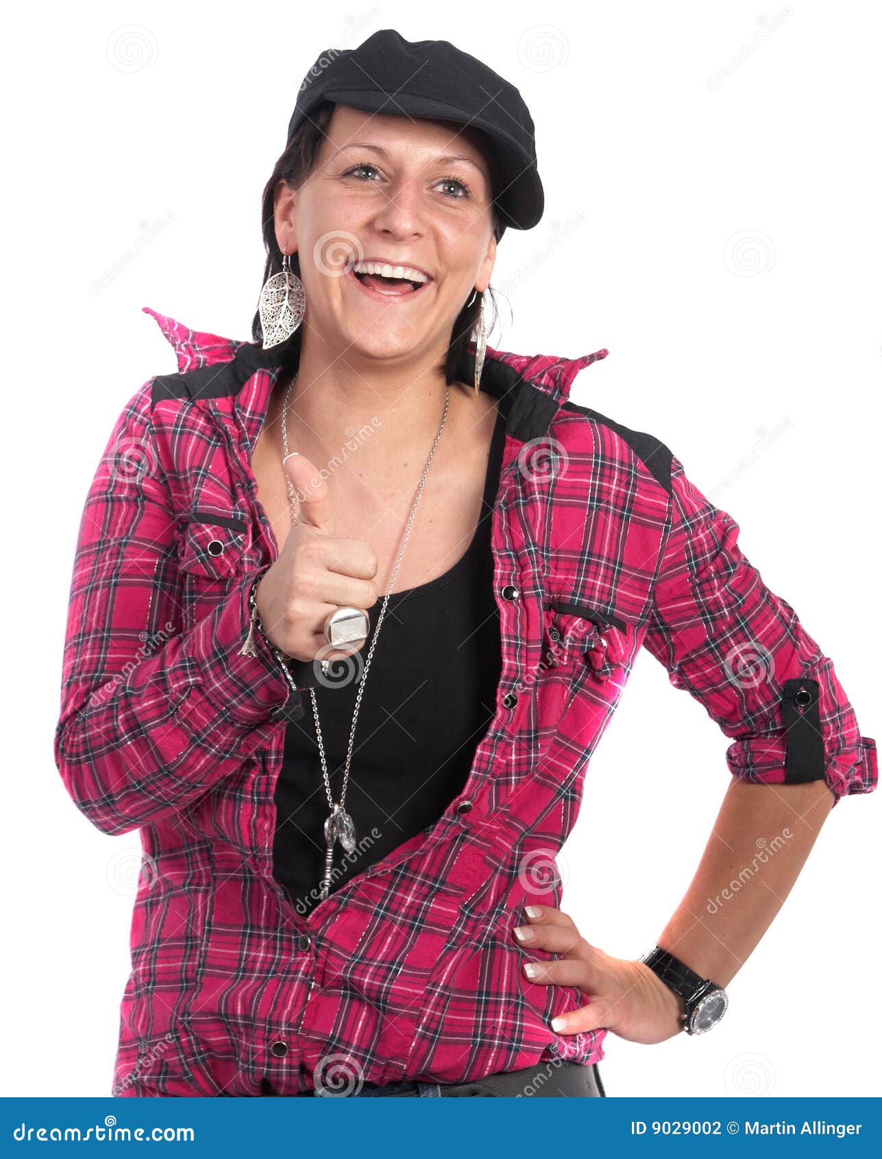 Emo thumb up stock photo. Image of smiling, casual, model - 9029002