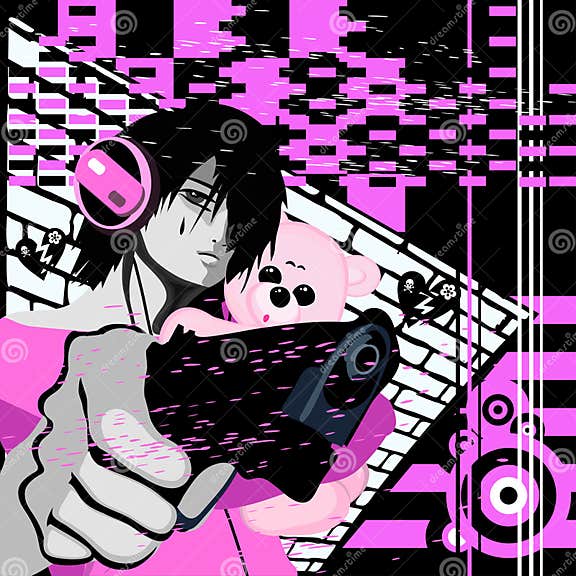 Emo y oso ilustración del vector. Ilustración de flora - 4612333