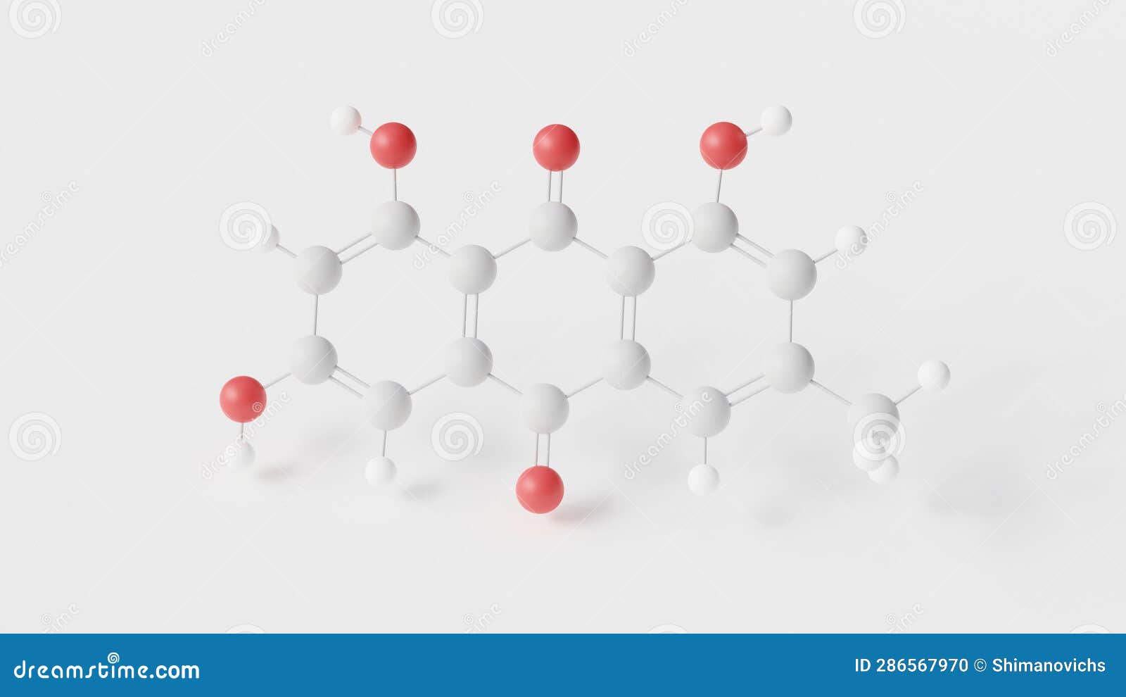 Emodin Molecule 3d, Molecular Structure, Ball and Stick Model ... Emodin Molecule 3d, Molecular Structure, Ball and Stick Model ...
