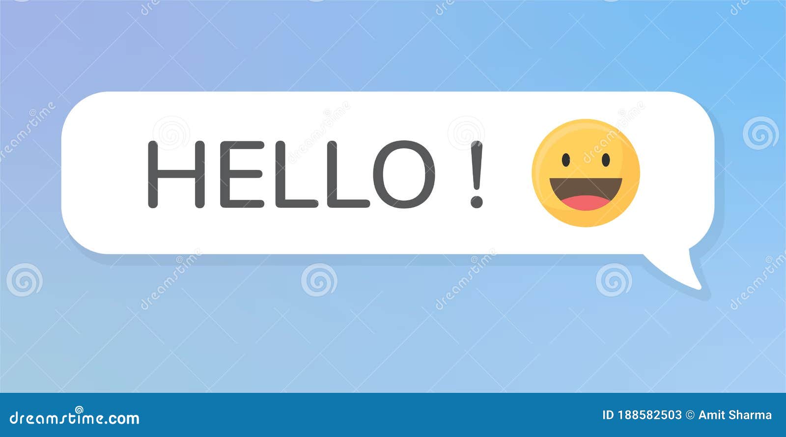 Hello in Message Bubble with Smiley Emoji Stock Illustration ...