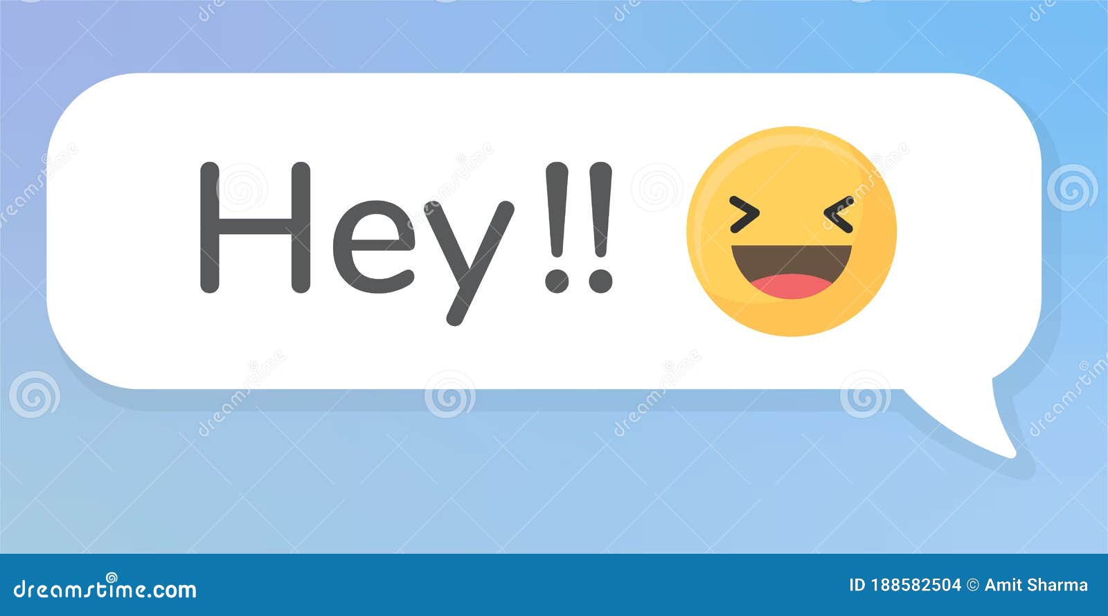Hey Message Bubble with Laughing Emoji Stock Illustration ...
