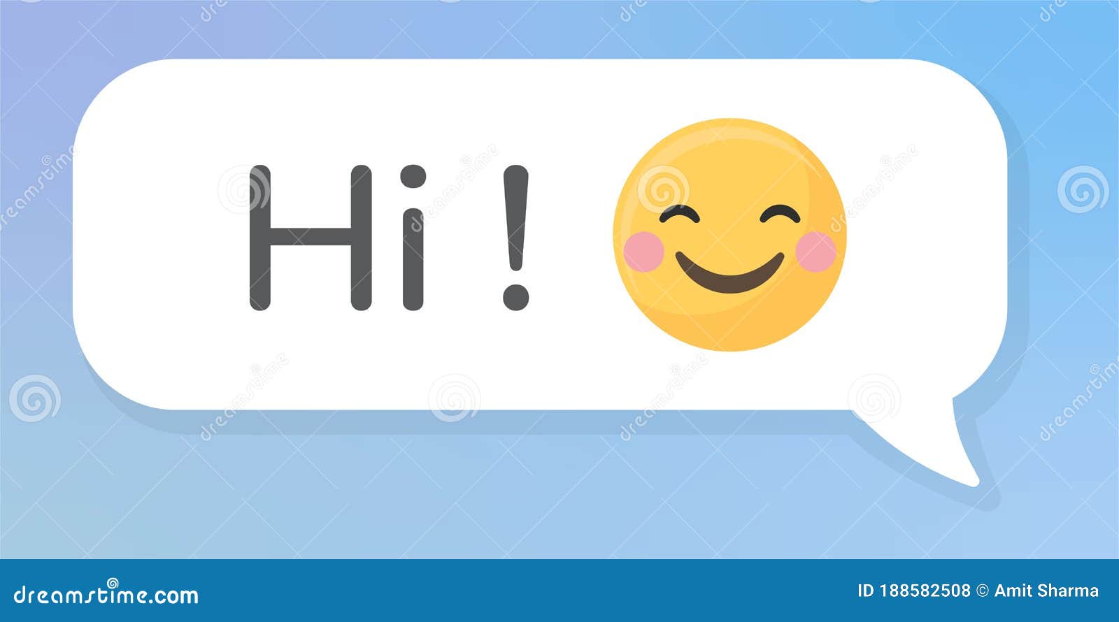 Hi Message Bubble with Smiley Emoji Stock Illustration - Illustration ...