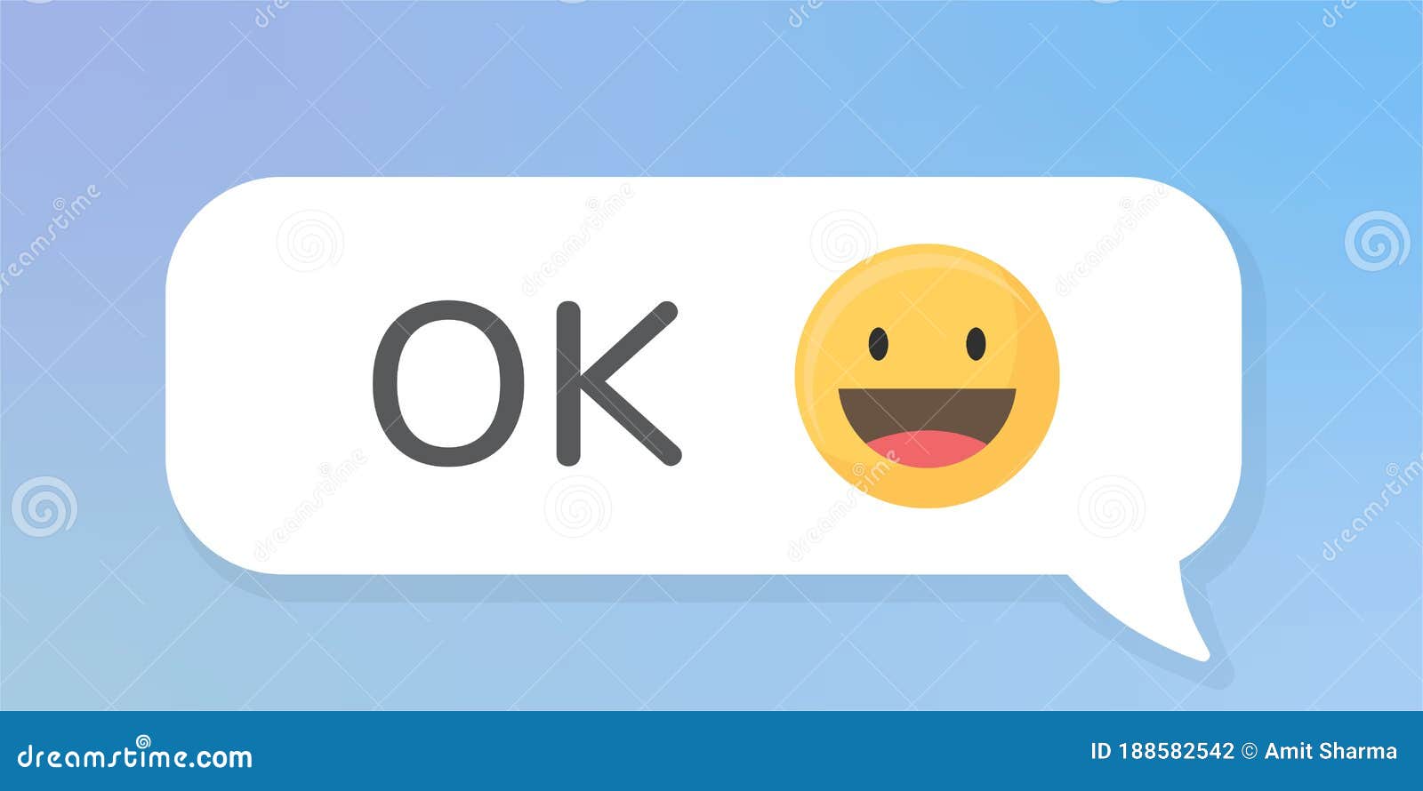 OK Written in Speech Bubble, Message Bubble with Smiley Stock ...