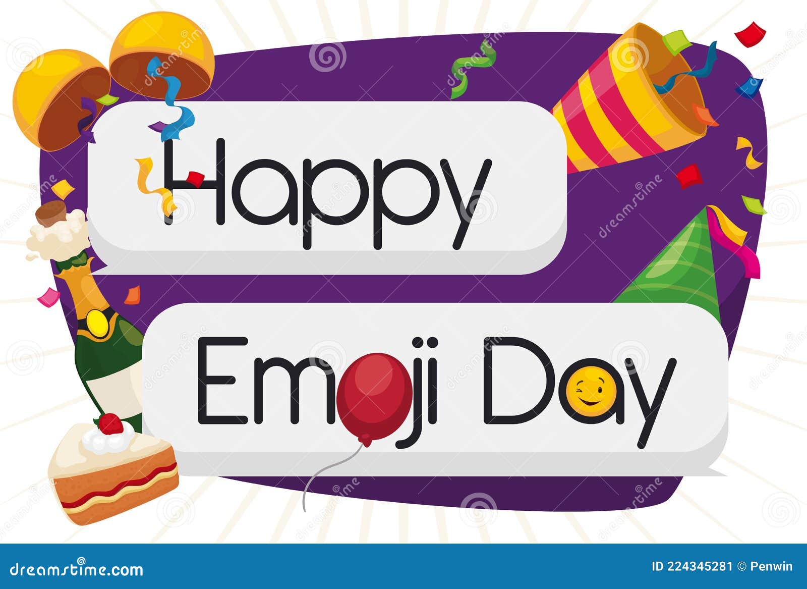 Commemorative Sign with Party Elements for Emoji Day Celebration ...