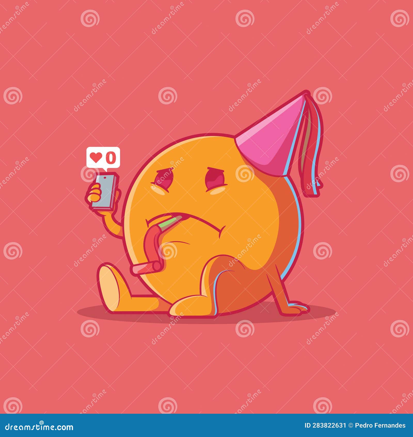 Emoji Character Taking a Selfie Alone Vector Illustration. Stock ...