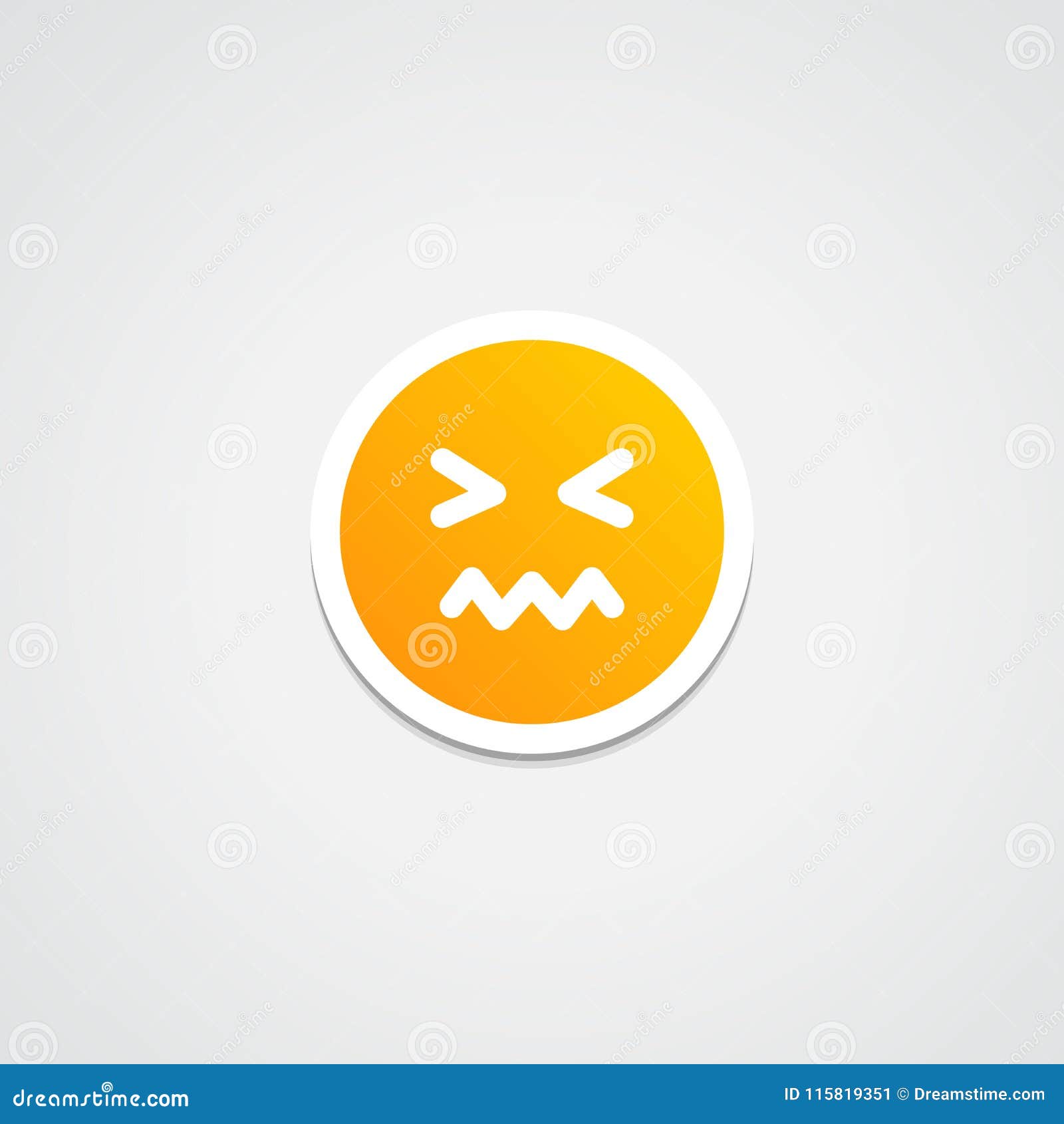 Emoji Confounded Sticker stock illustration. Illustration of expression ...