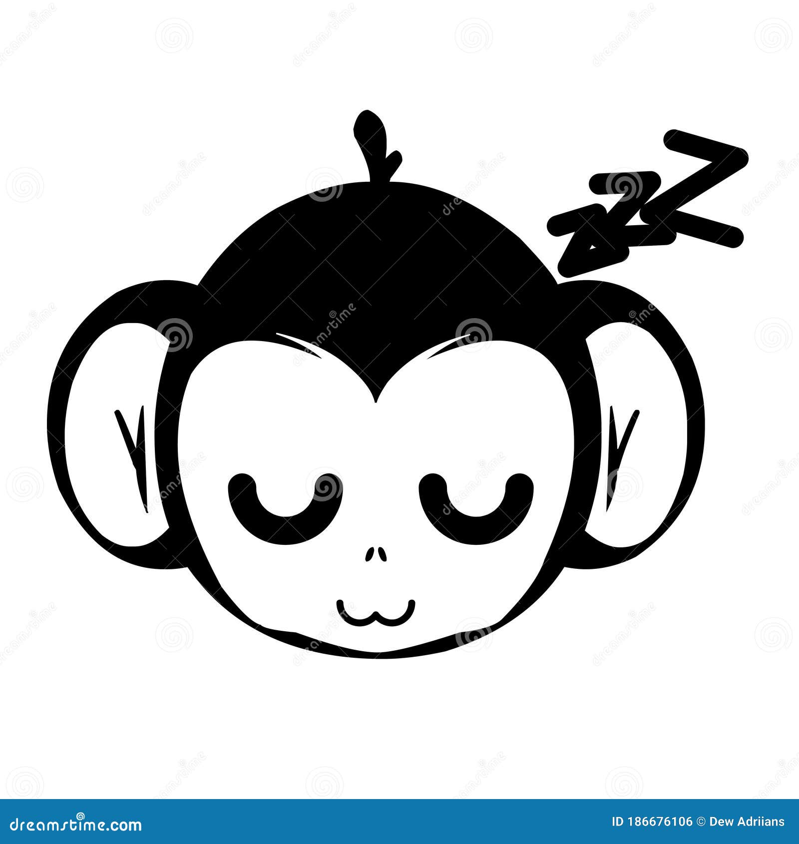 Emoji Cute Monkey Sleep stock vector. Illustration of emoji - 186676106