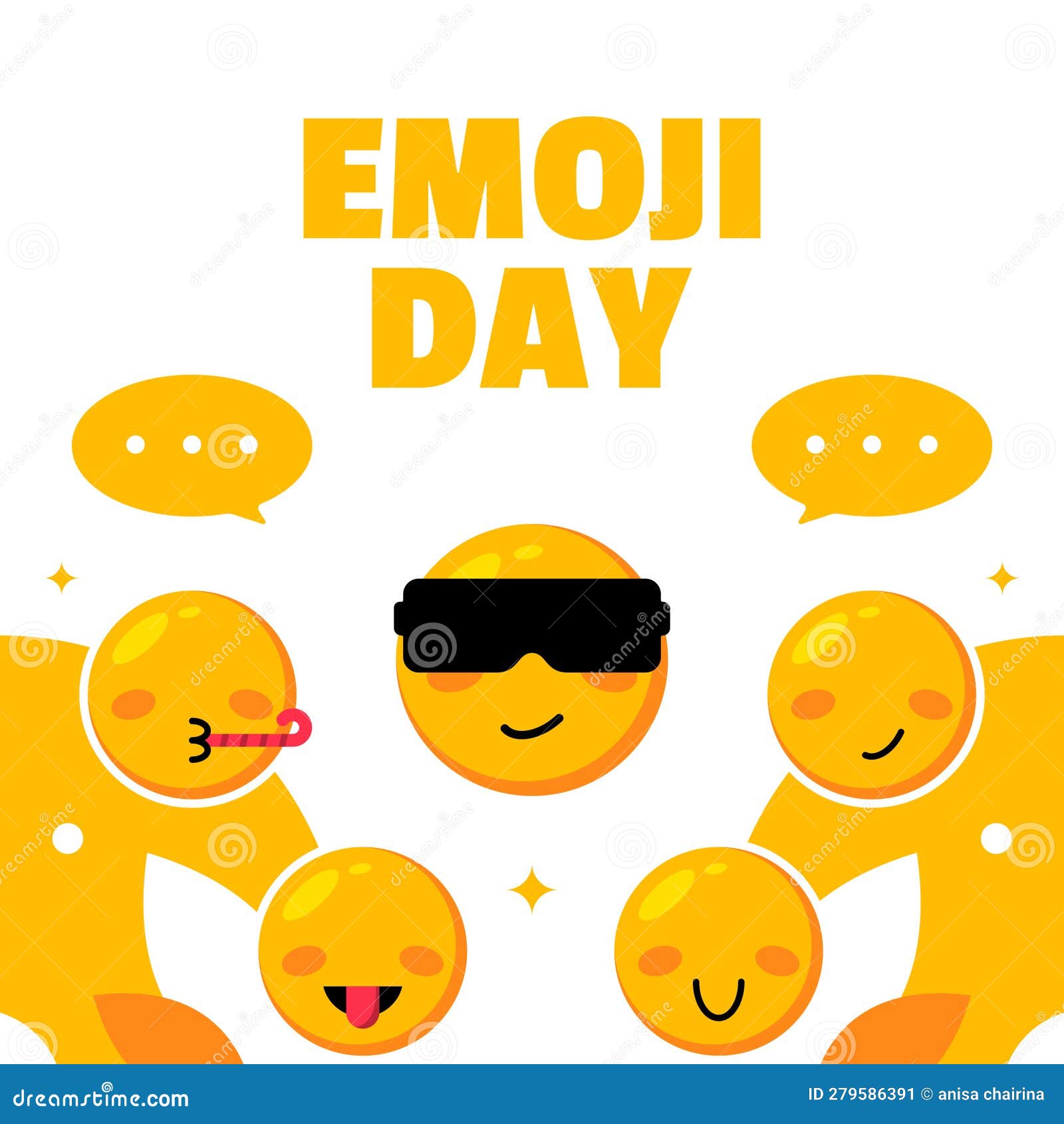 Emoji Day Flat Illustration Event Stock Vector - Illustration of ...