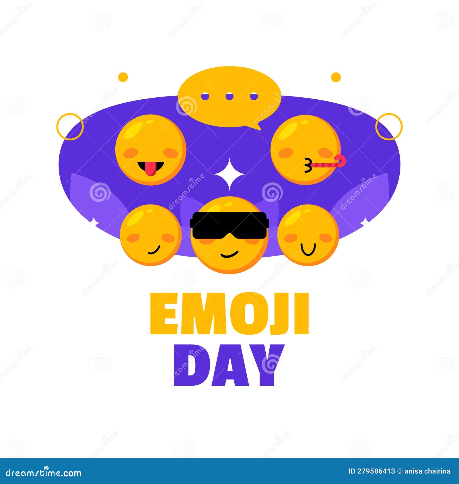 Emoji Day Flat Illustration Event Stock Vector - Illustration of happy ...