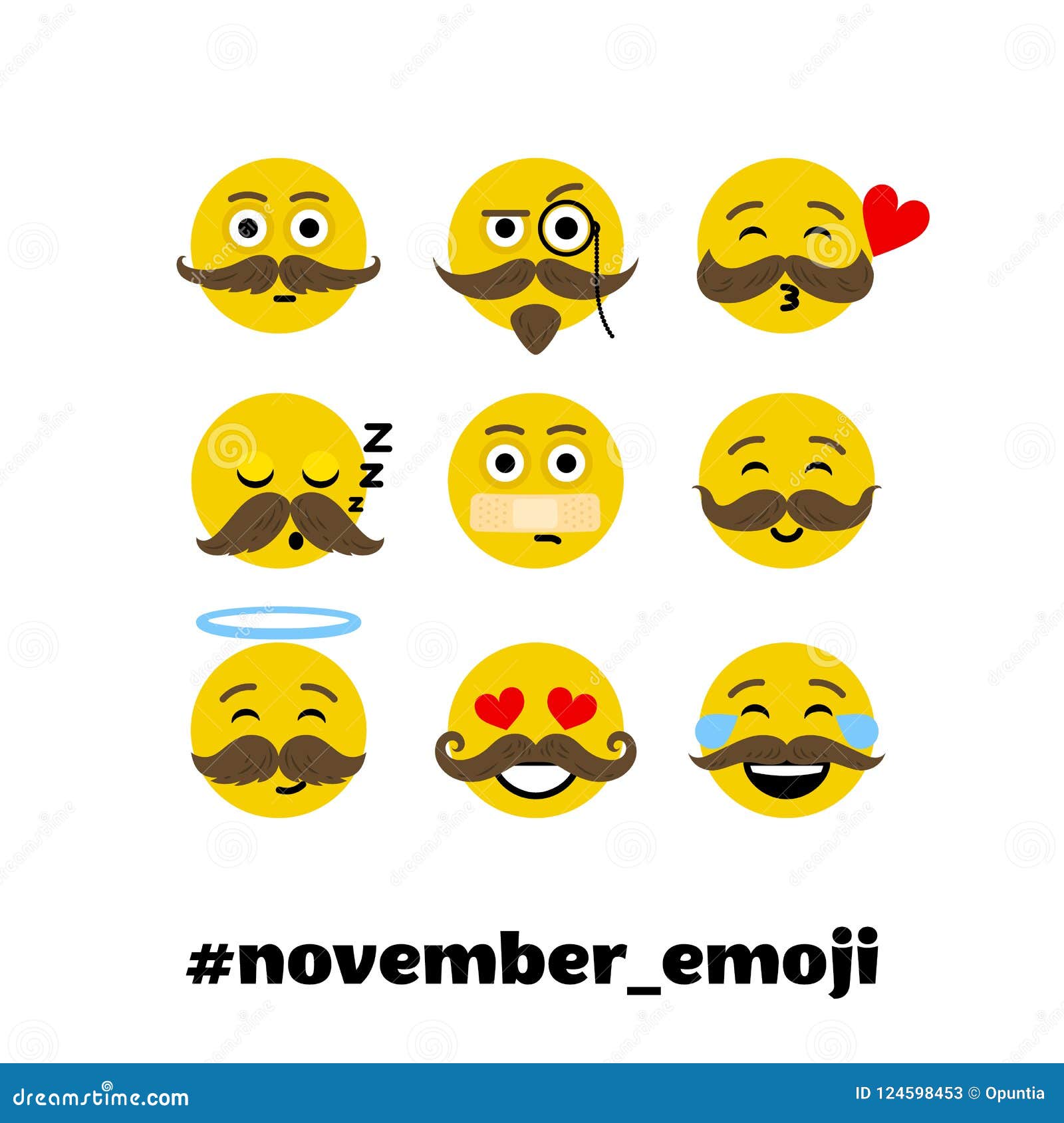 Emoji Do Vetor De Setof Com Bigode E Barba Ilustração do Vetor ...