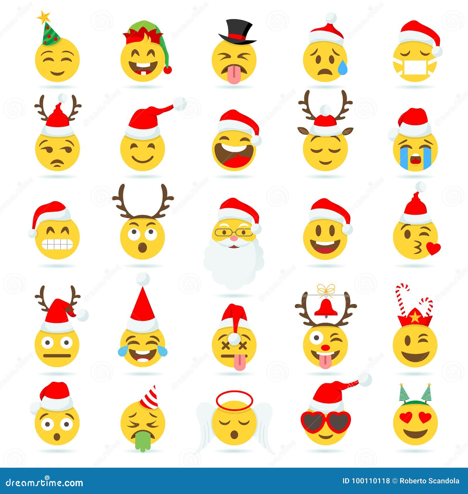 Emoji Do Vetor Do Emoticon Do Natal Ilustração do Vetor - Ilustração de ...