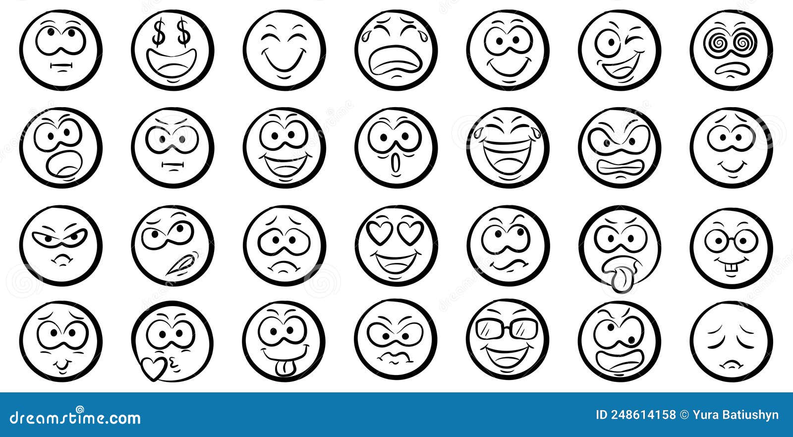Emoji Doodle Set. Vector Isolated Hand Drawn Elements Stock Vector ...