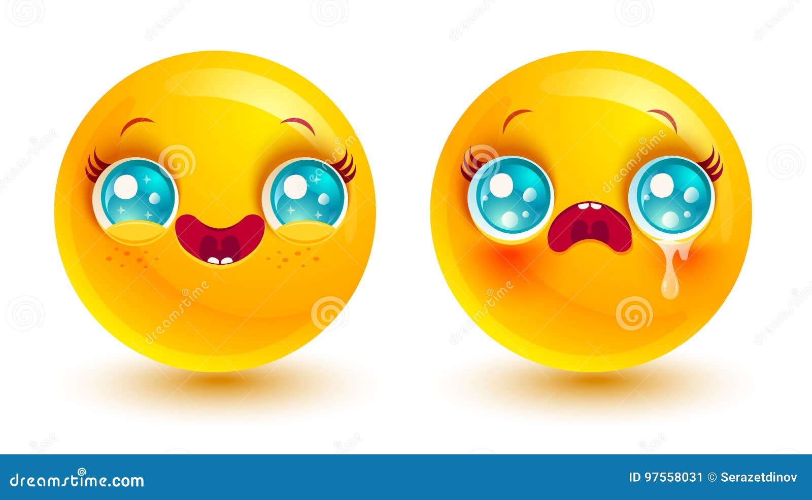 Emoji drôle et triste illustration de vecteur. Illustration du ...