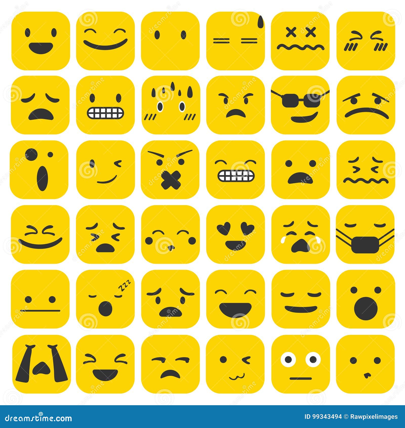 Emoji Emoticons Set Face Expression Feelings Collection Vector ...