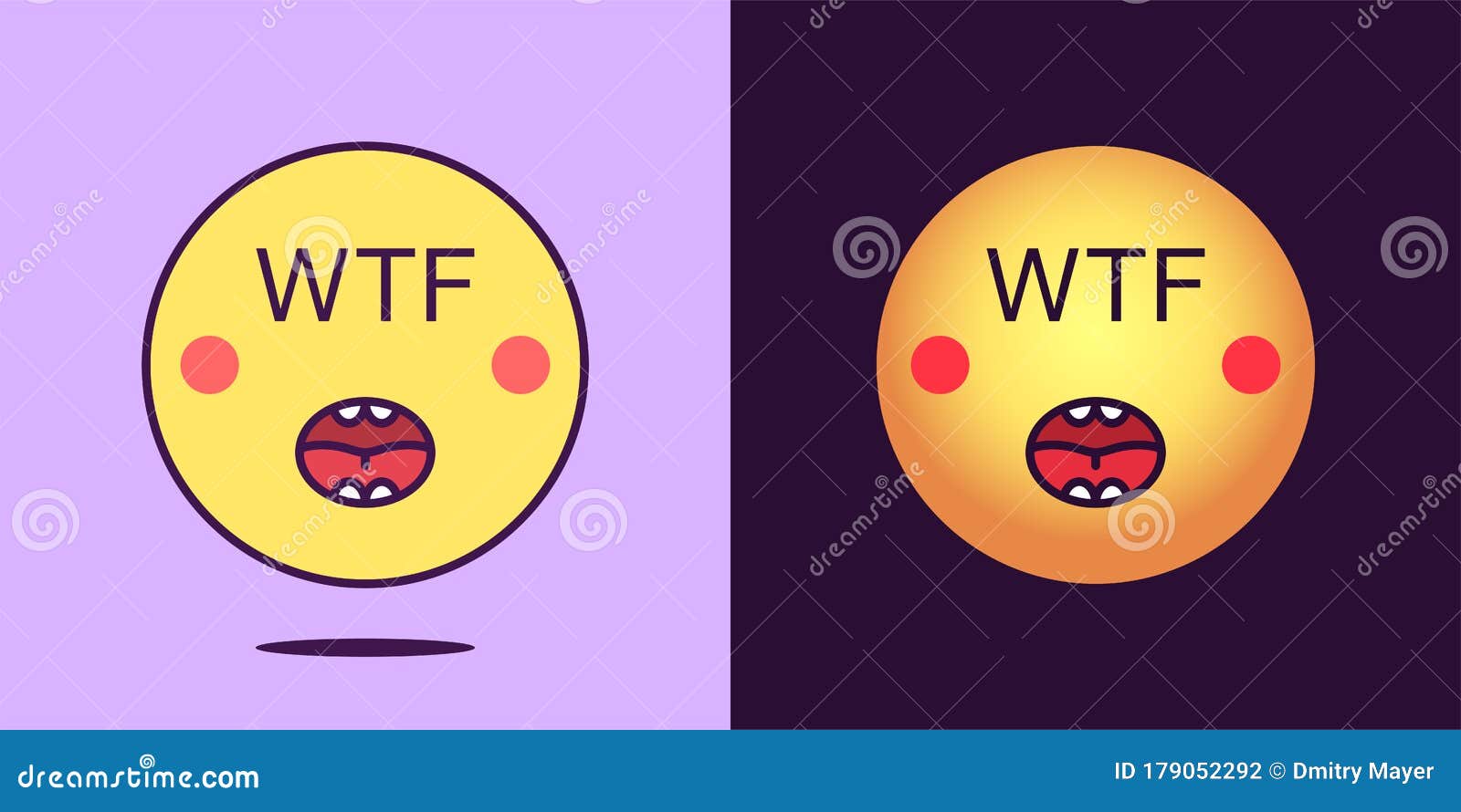 Emoji Face Icon With Phrase Wtf Irritated Emoticon With Text Wtf Stock Vector Illustration Of
