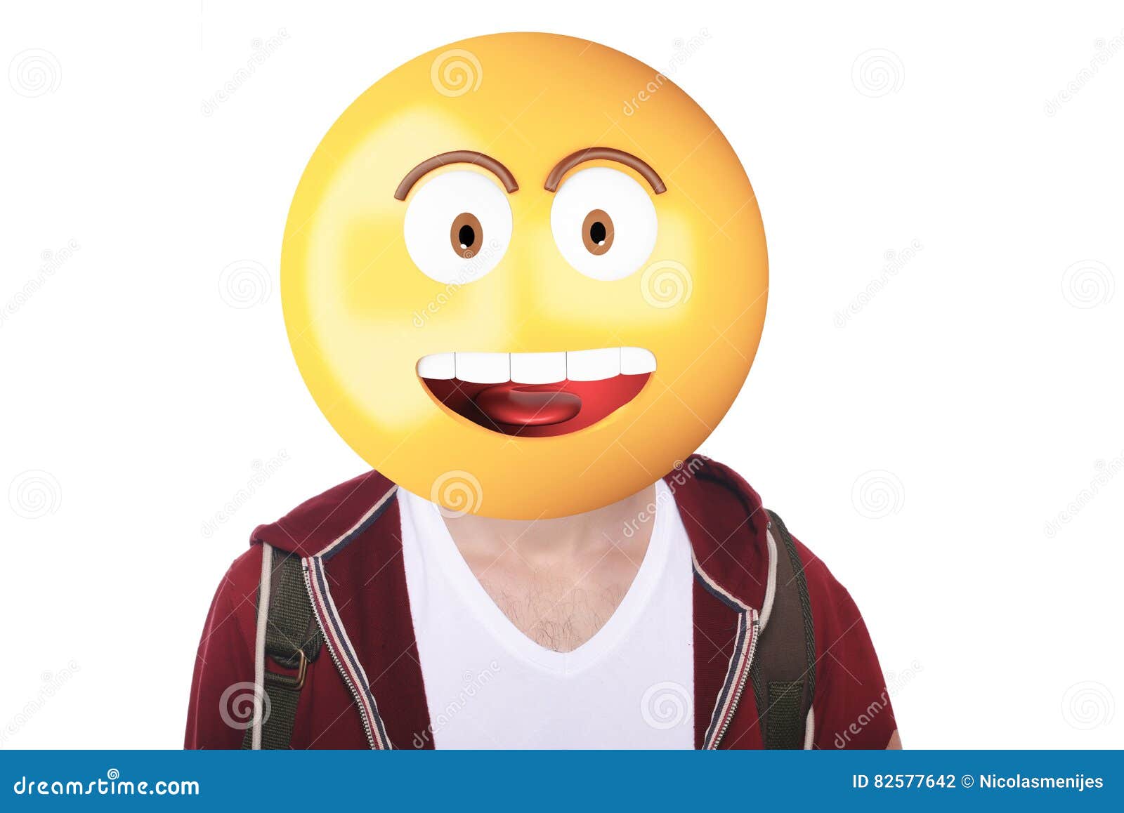 Emoji head man surprised. stock photo. Image of journey - 82577642