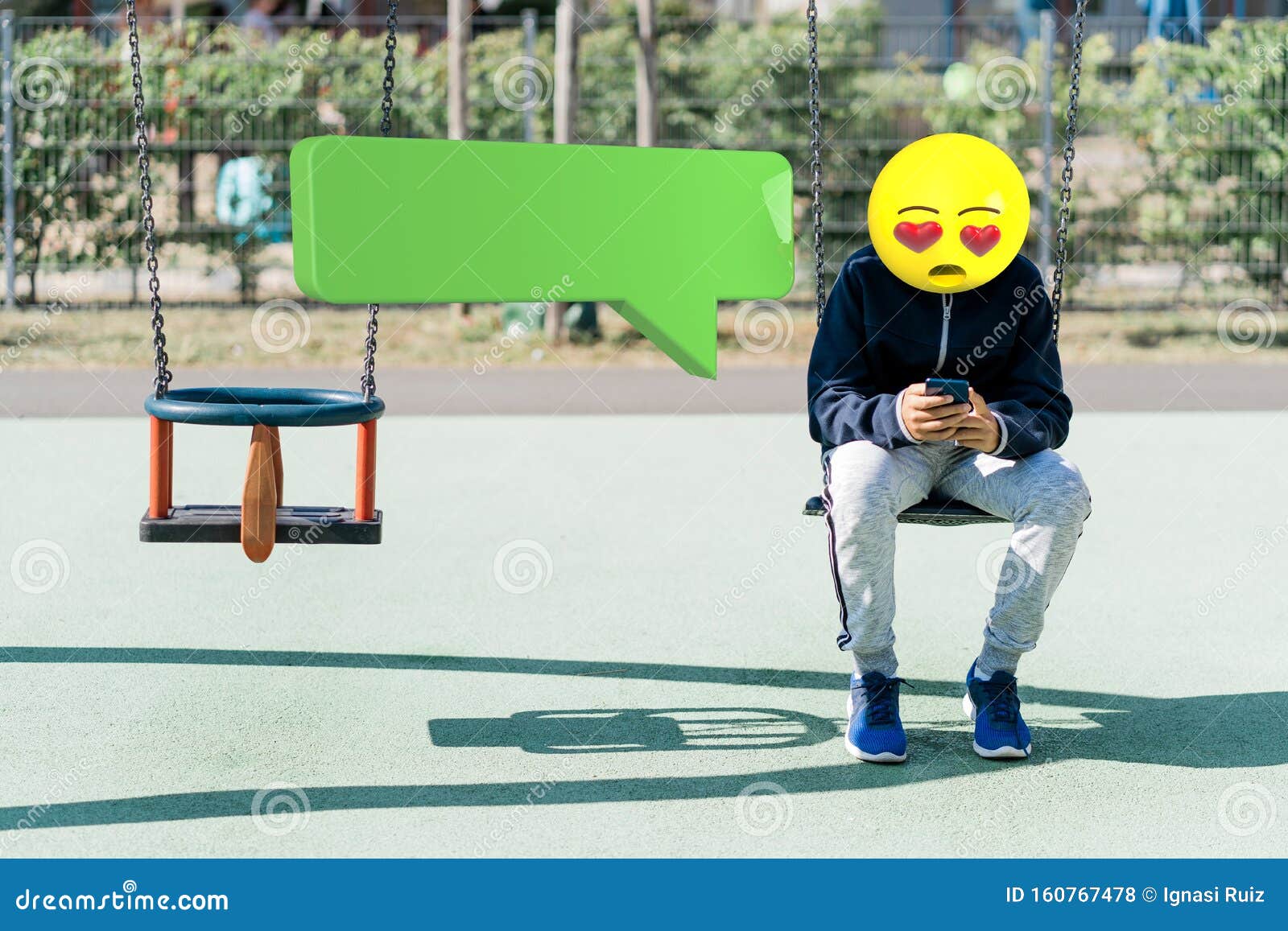Emoji Head Man Using a Smartphone Stock Photo - Image of handsome ...