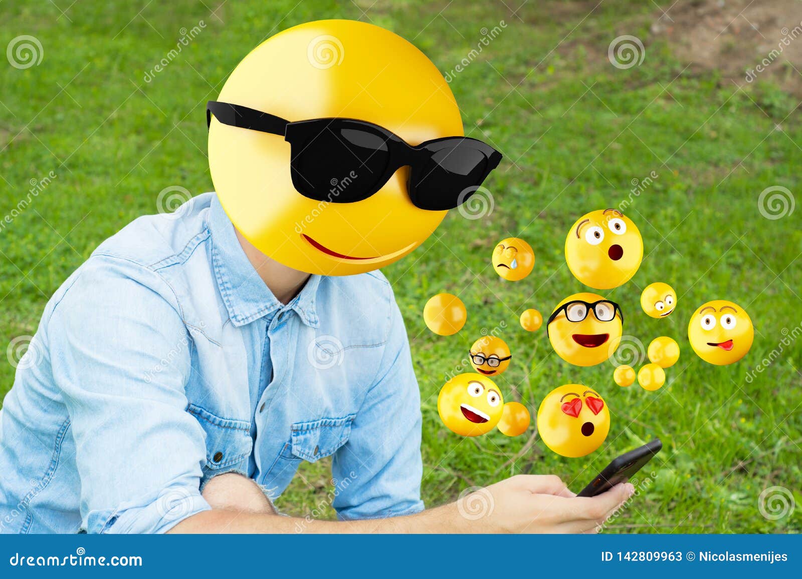Emoji head man stock image. Image of communication, lifestyle - 142809963
