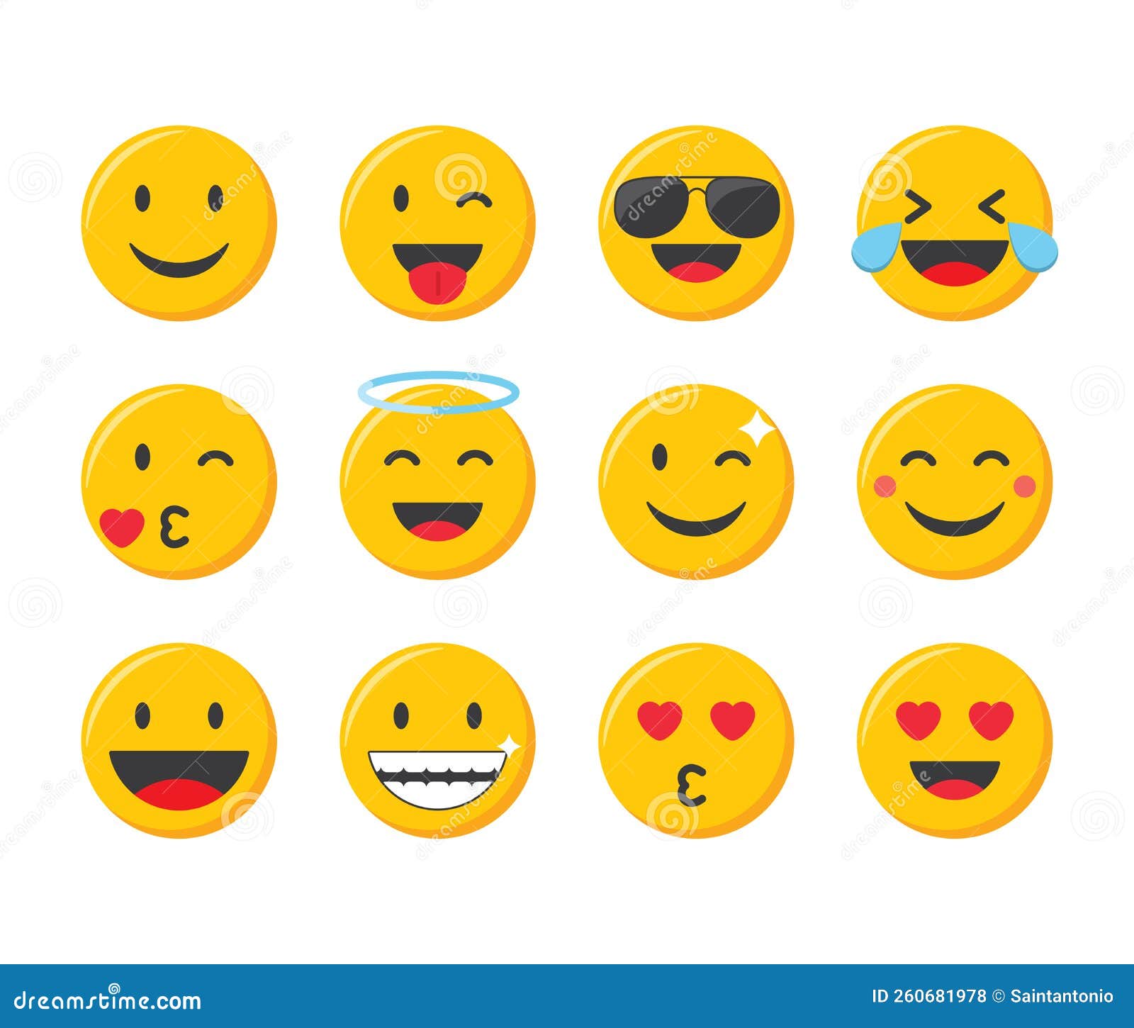 Emoji Icons Set. Emoticons Collection Vector Illustration Stock Vector ...