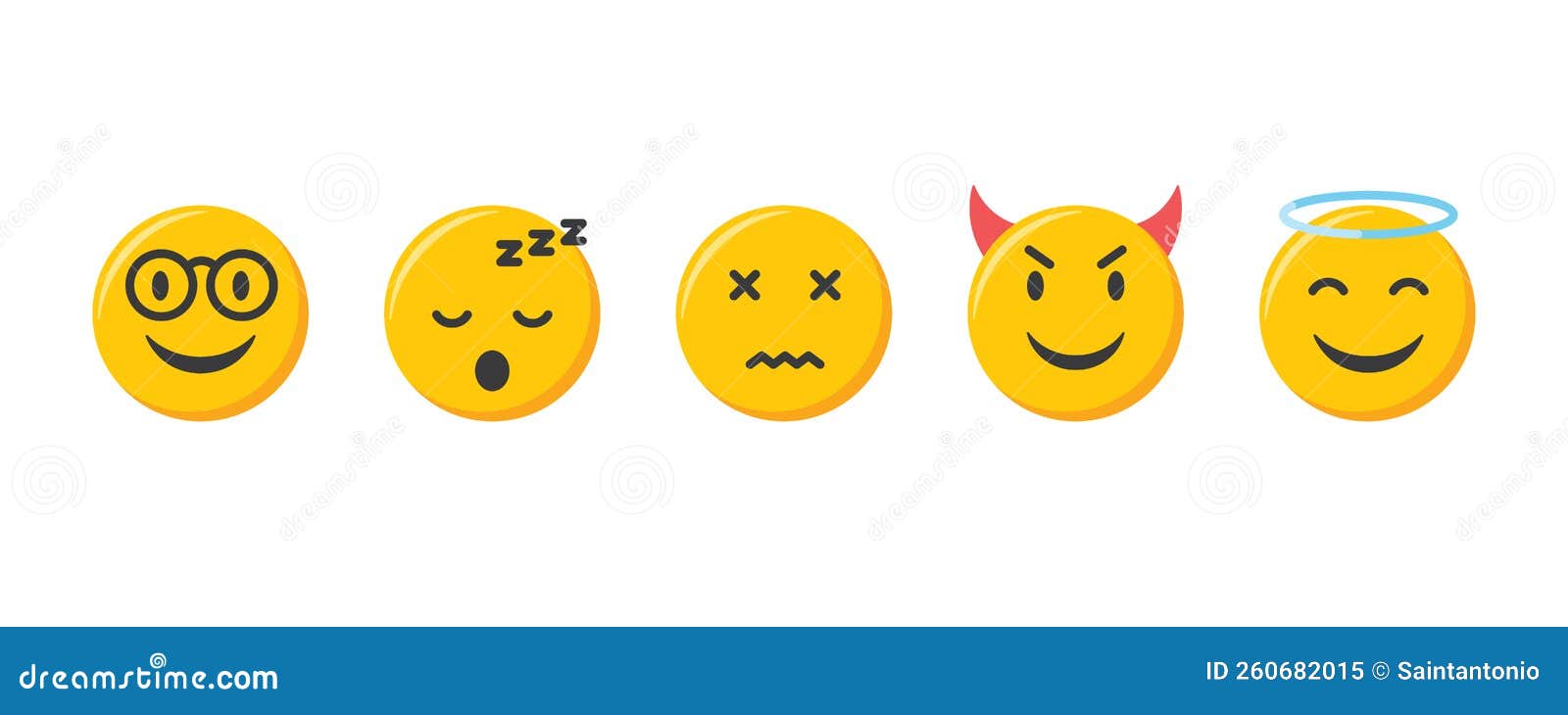 Emoticons Collection Flat Emoji Set Cute Smileys Icon Pack Vector