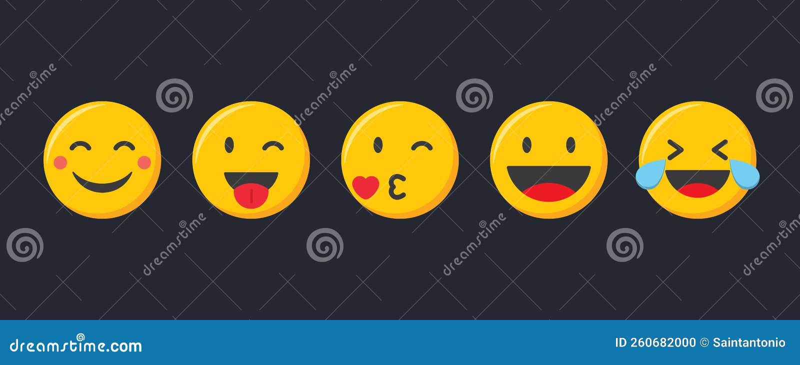 Emoji Icons Set. Happy Emoticons Collection Vector Illustration Stock ...