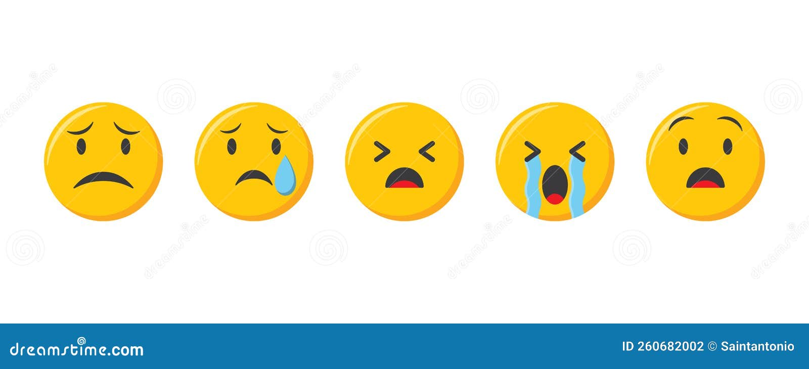 Emoji Icons Set. Sad Emoticons Collection Vector Illustration Stock ...