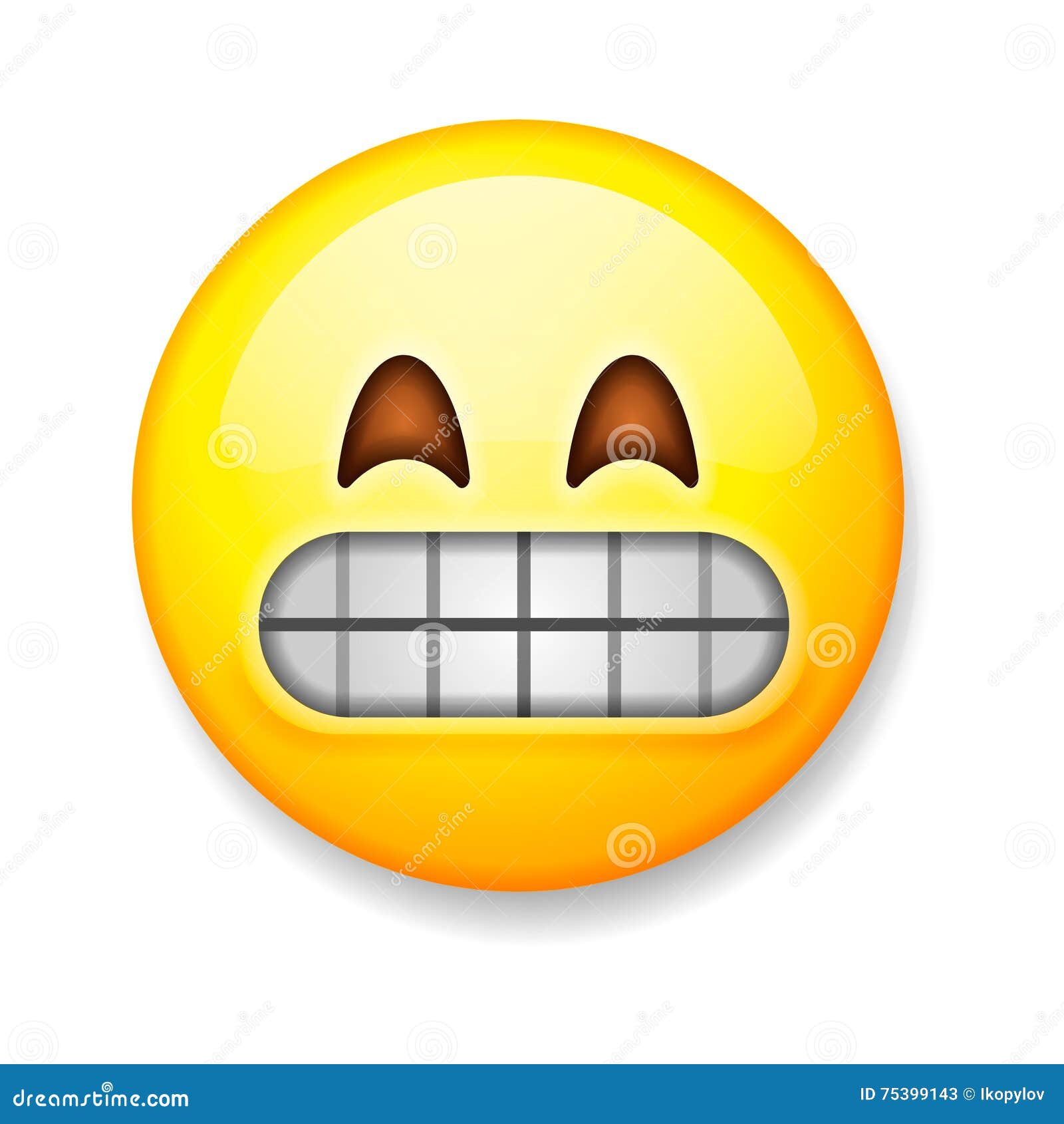 Emoji Isolated On White Background, Emoticon Grimacing Face Cartoon ...