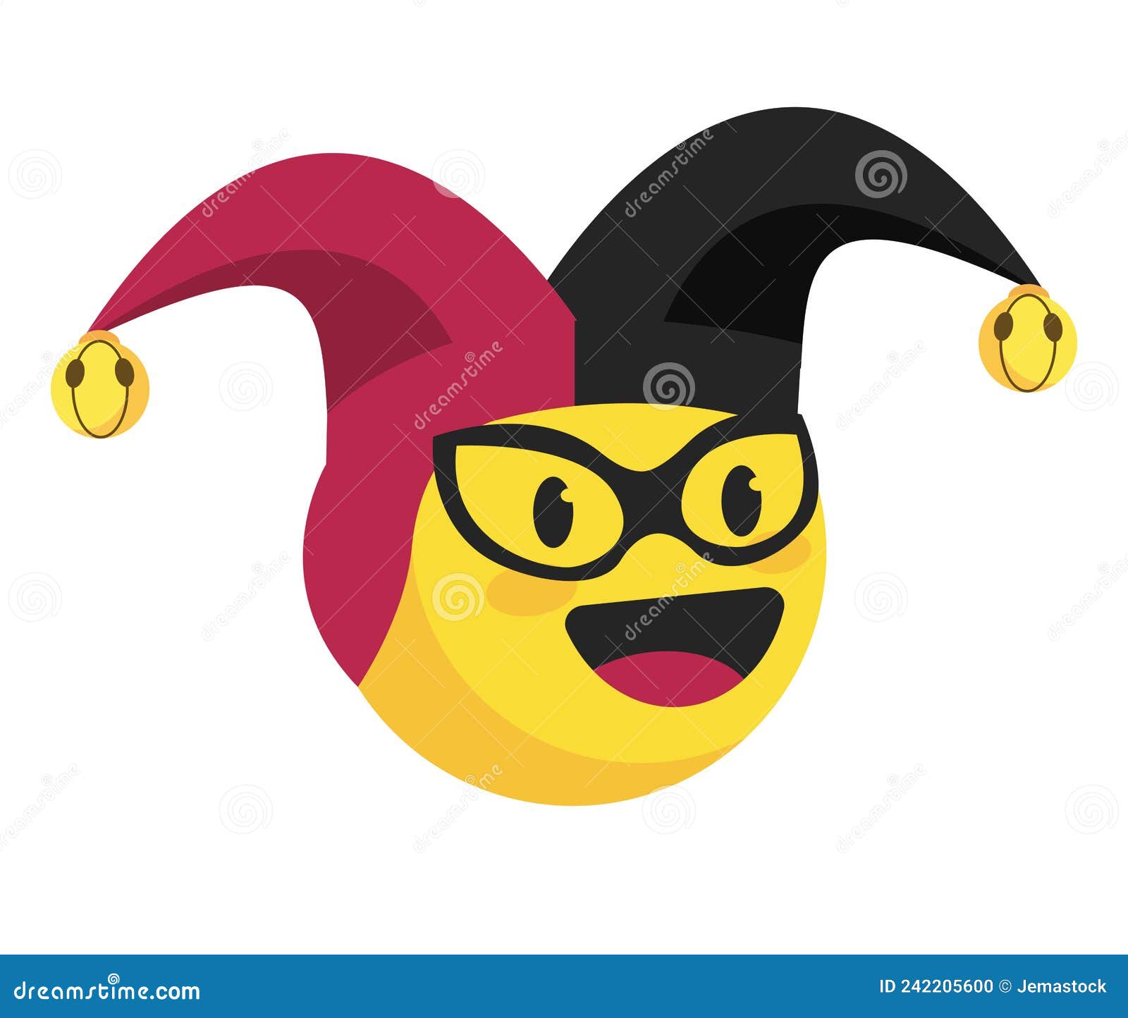 Jester Emoji Isolated On White Background, Joker Emoticon 3d Rendering ...