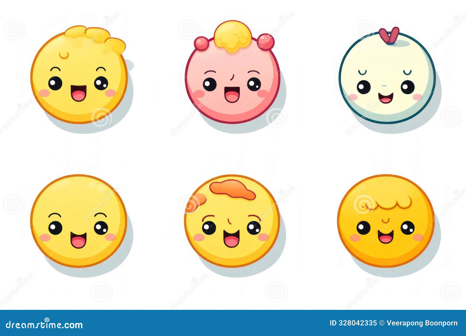 Emoji Kawaii Face Emoticon Chibi Art Style Isolate Stock Illustration ...