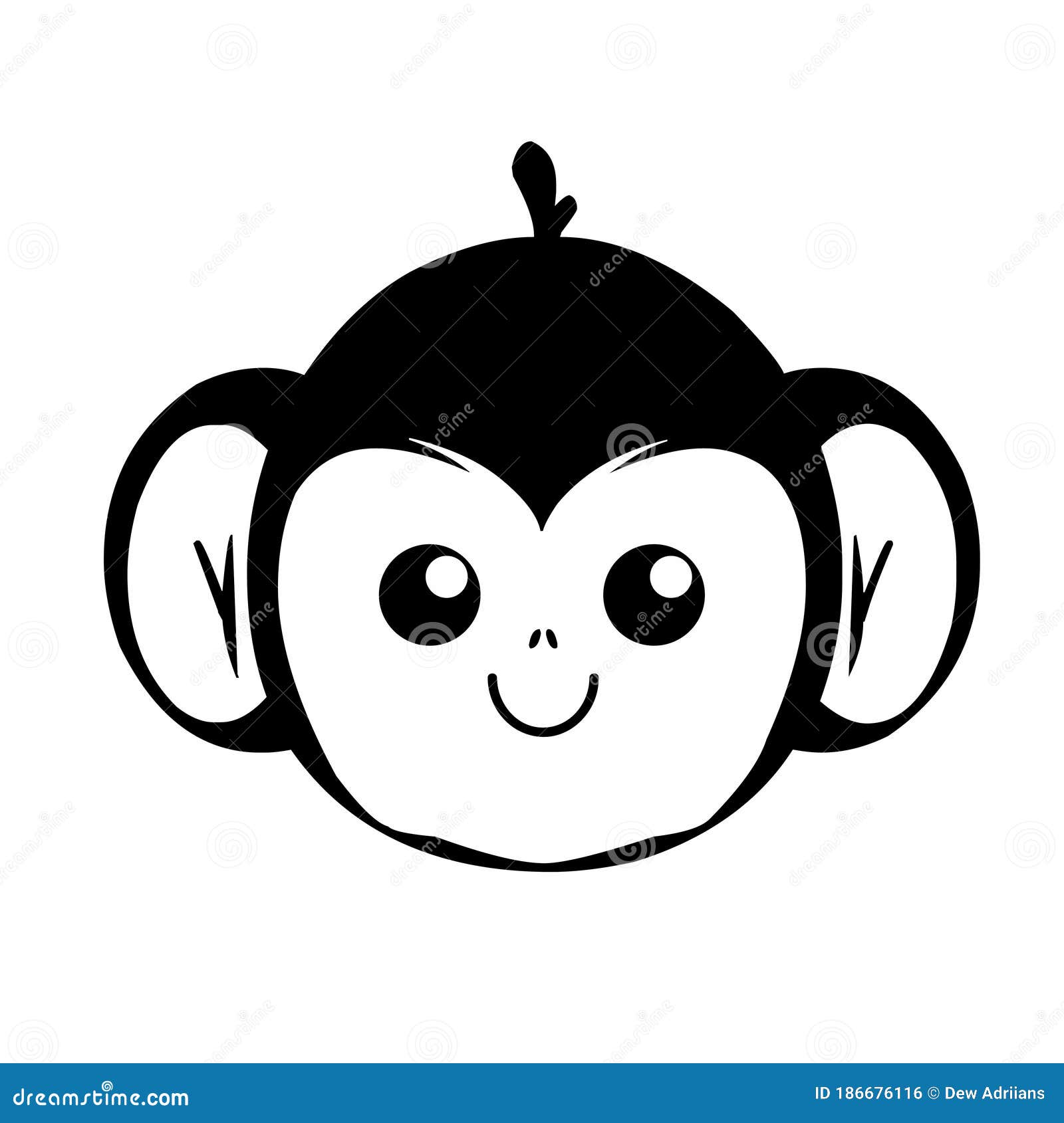 Emoji Cute Monkey Smile stock illustration. Illustration of espression ...