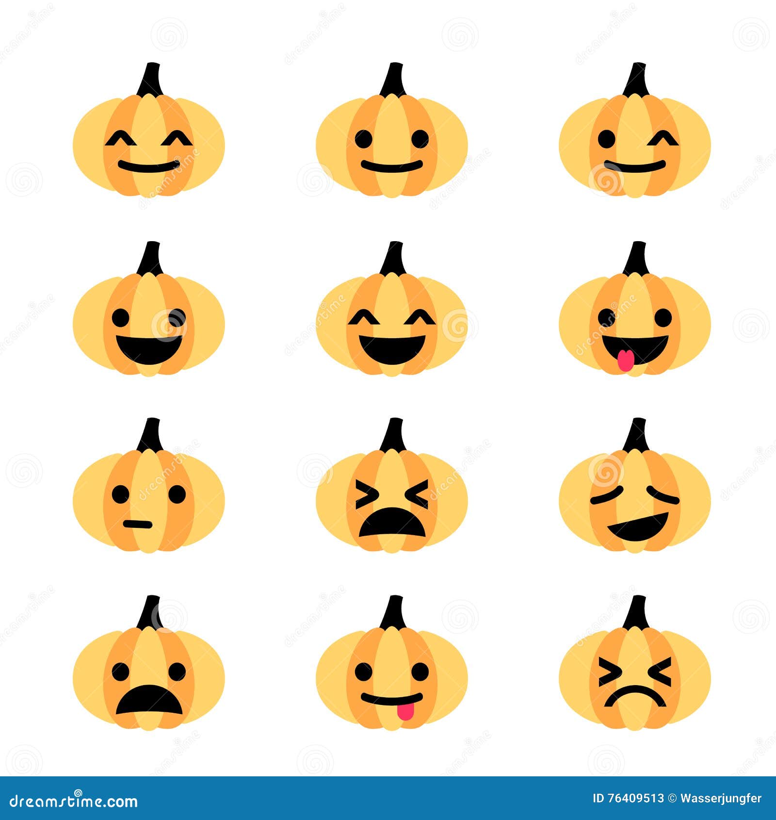 Emoji pumpkin icon set stock vector. Illustration of squash - 76409513