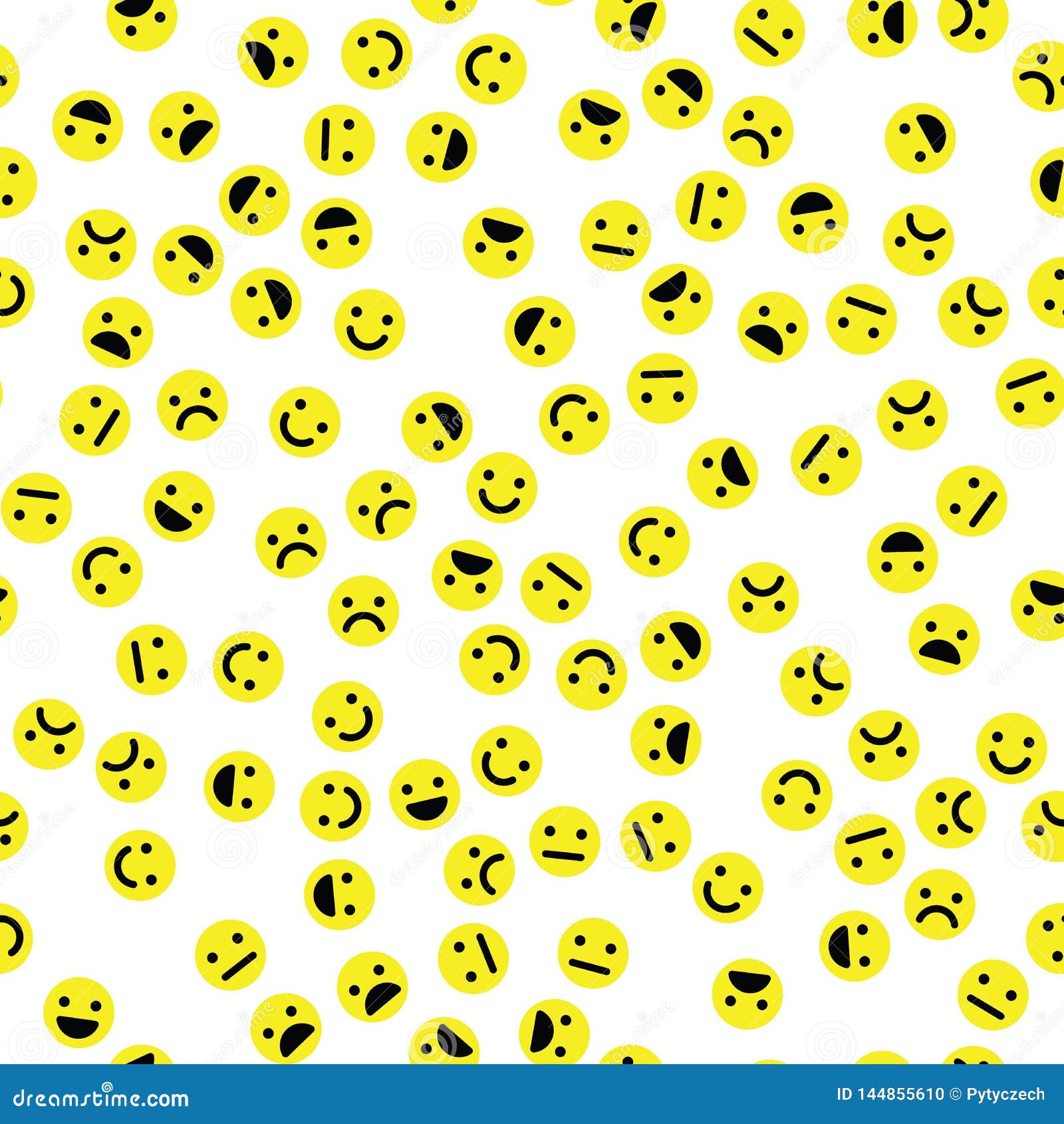 Emoji Seamless Pattern Background. Simple Yellow Emoticons Stock Vector ...