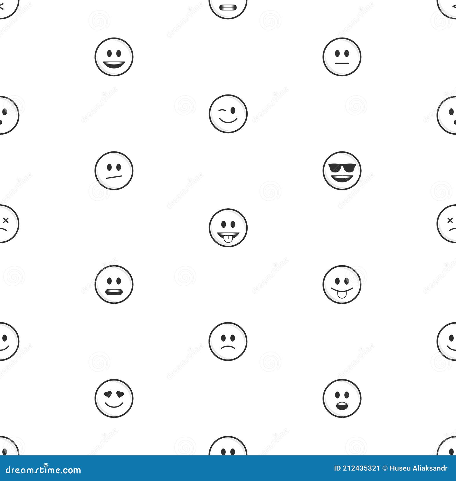Emoji Seamless Pattern Black. Stock Illustration - Illustration of ...