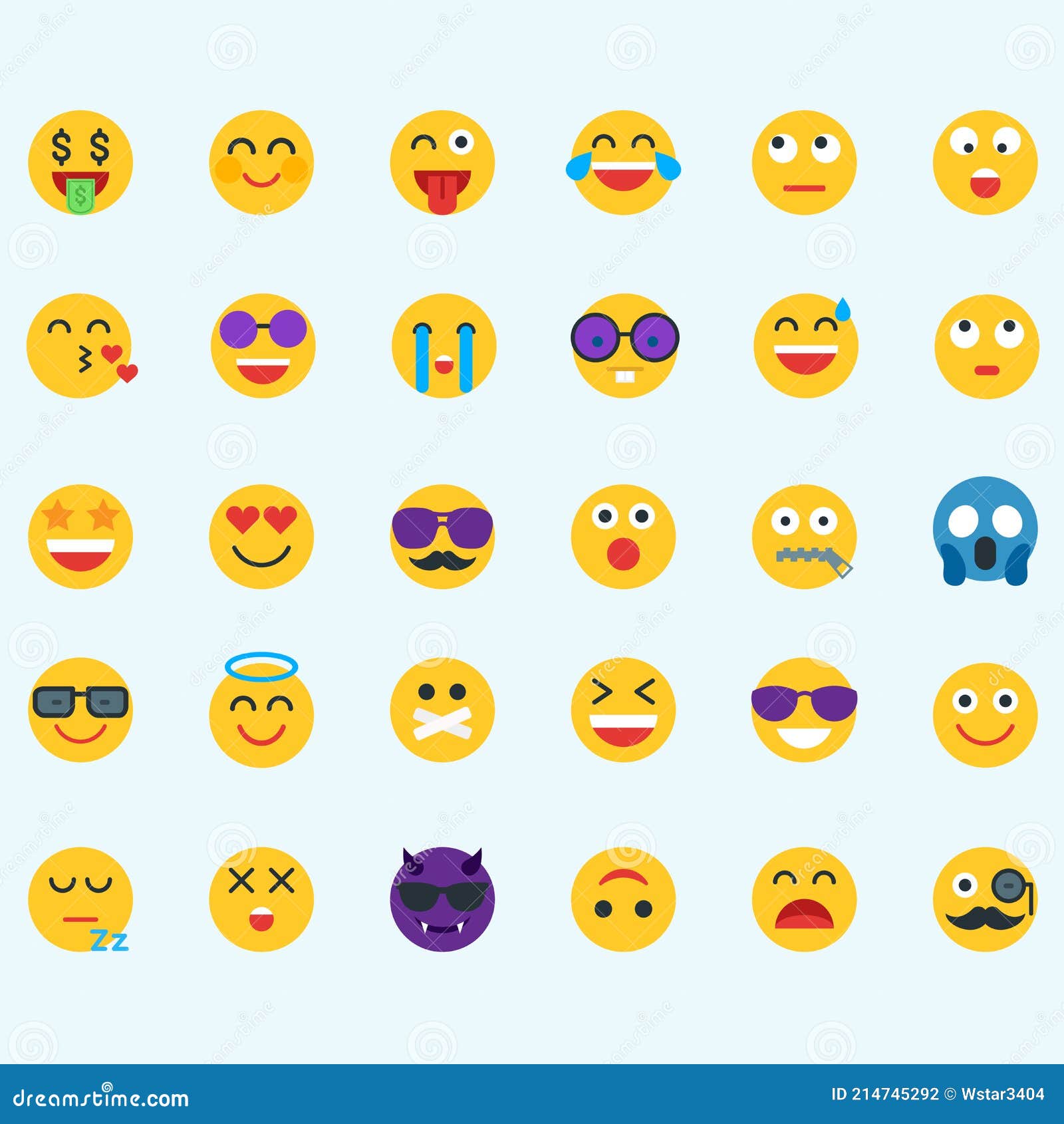 Emoji Set, Emoticon Symbols Digital Chat Objects Stock Vector ...