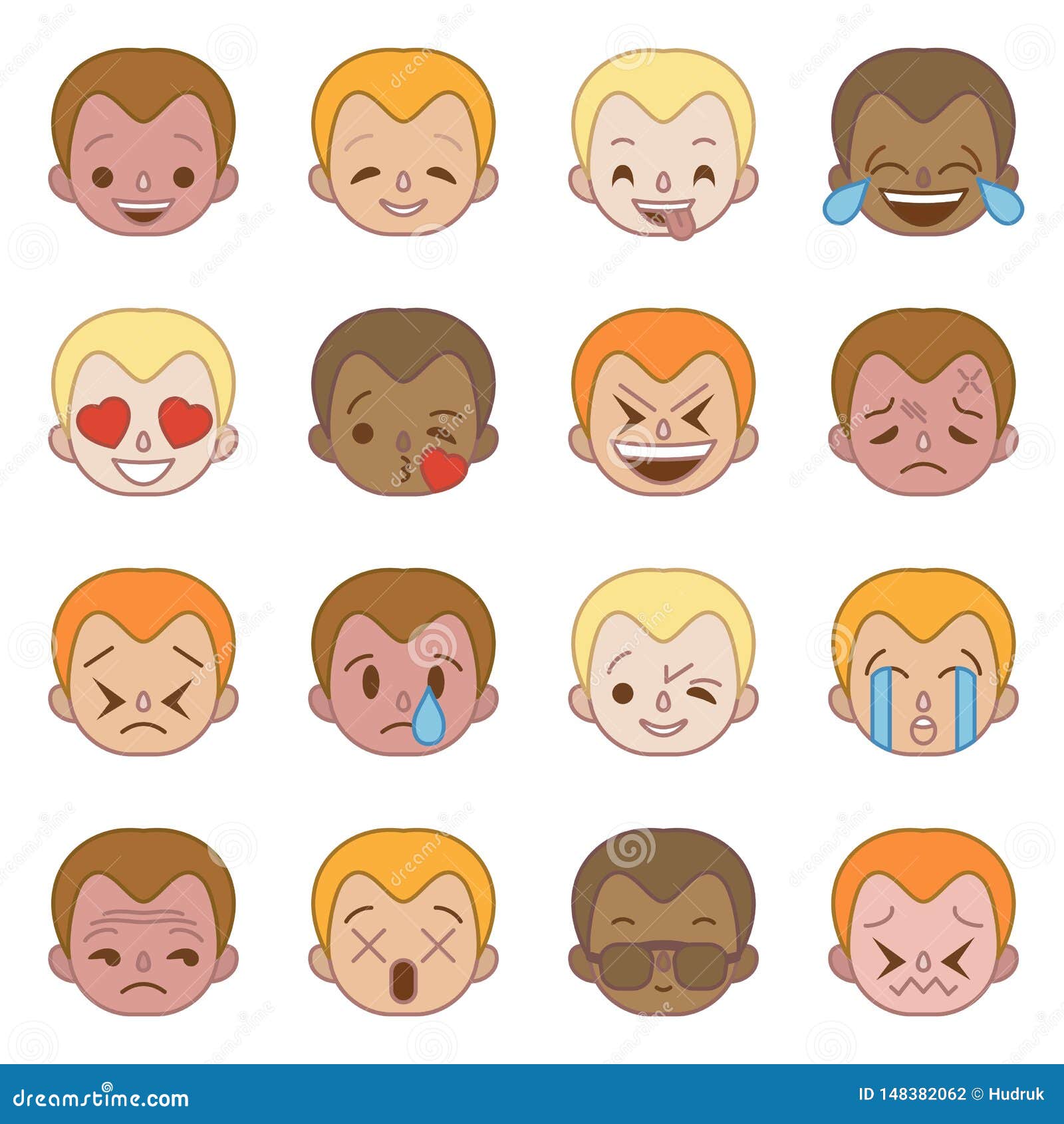 Set of Emoticons. Set of Emoji. Flat Style Illustrations Stock Vector ...