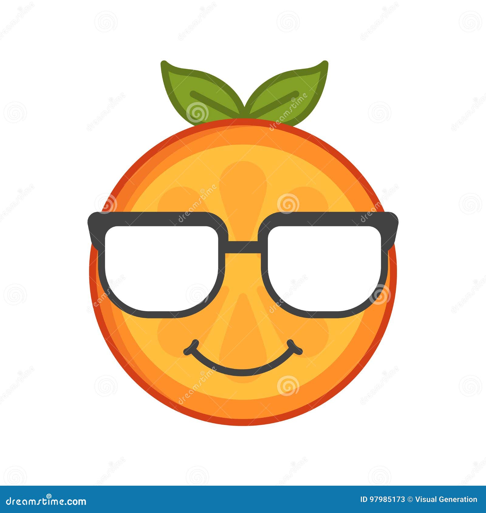 Emoji Smart Smiling Orange With Glasses Isolated Vector Stock