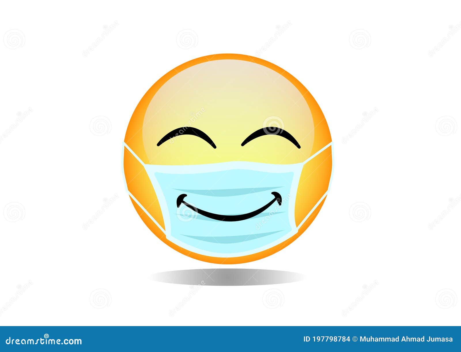Emoji Smile Face with Guard Mouth Mask Stock Vector - Illustration of ...