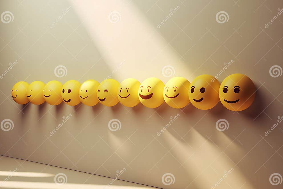 Emoji Smiley Faces on Wall. 3D Illustration Stock Illustration ...