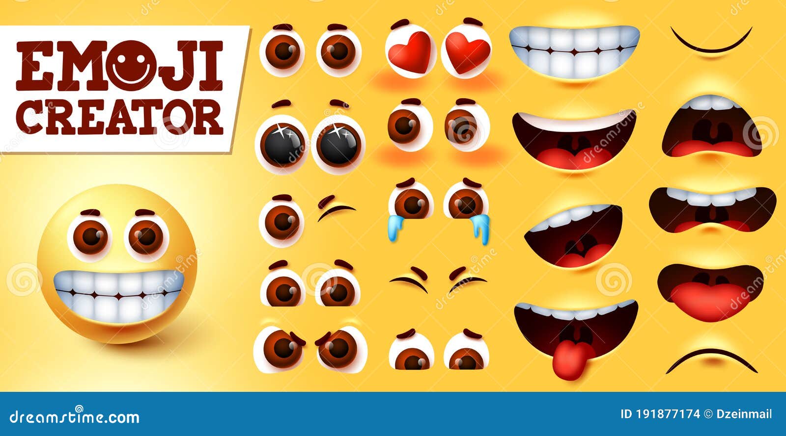 Emoji Smileys Creator Happy Vector Set. Emojis Emoticon Character Kit ... Emoji Smileys Creator Happy Vector Set. Emojis Emoticon Character Kit ...