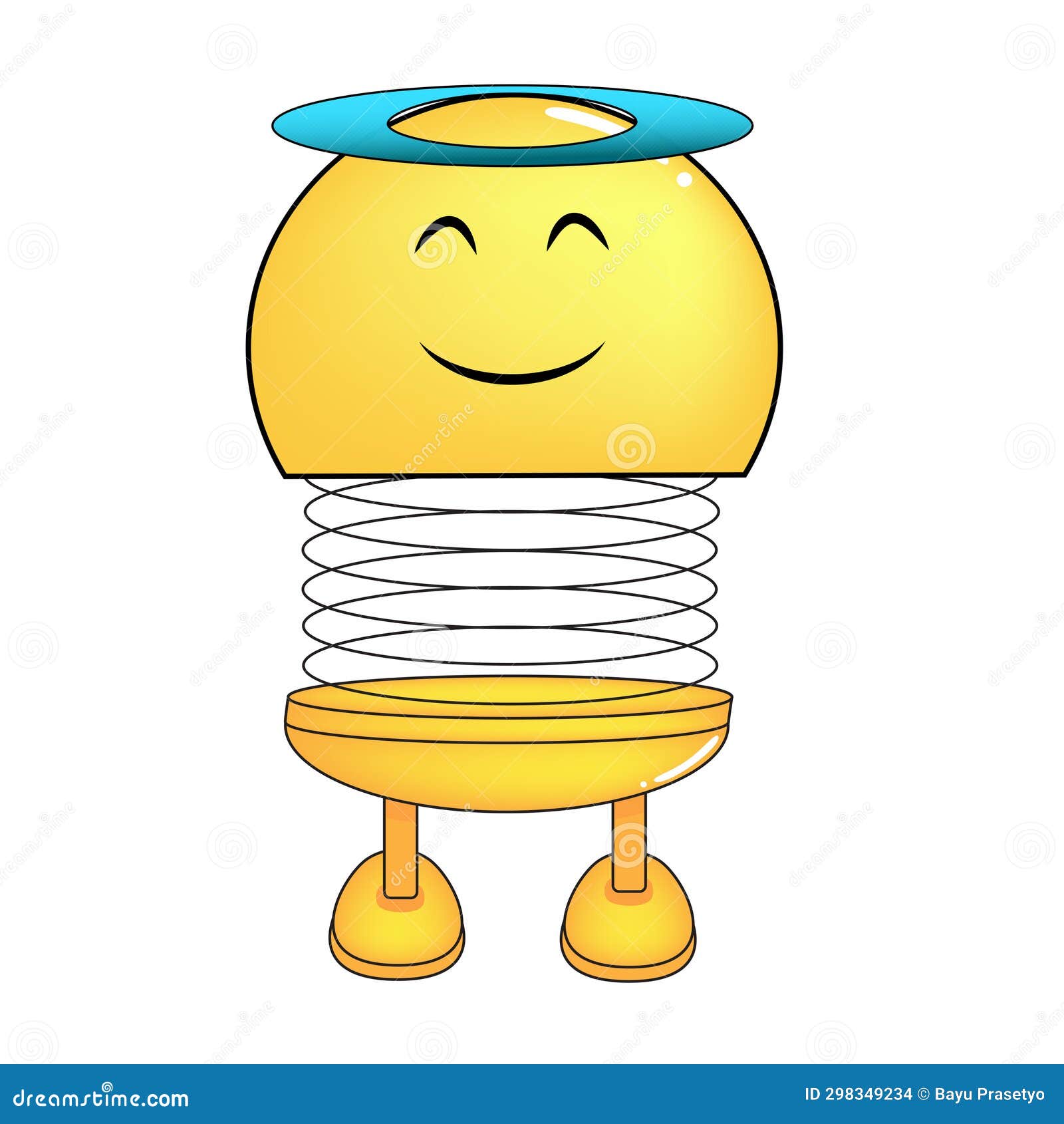 Vector Illustration Of Spiral Emoticon With Body And Legs. Forced Smile ...