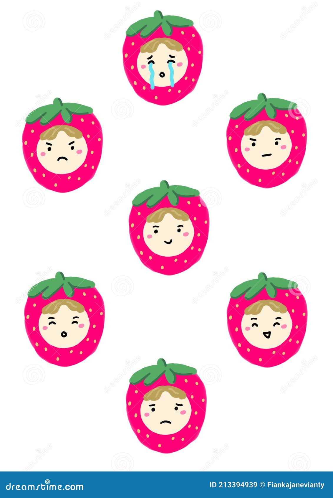 Emoji of a strawberry man stock illustration. Illustration of ...