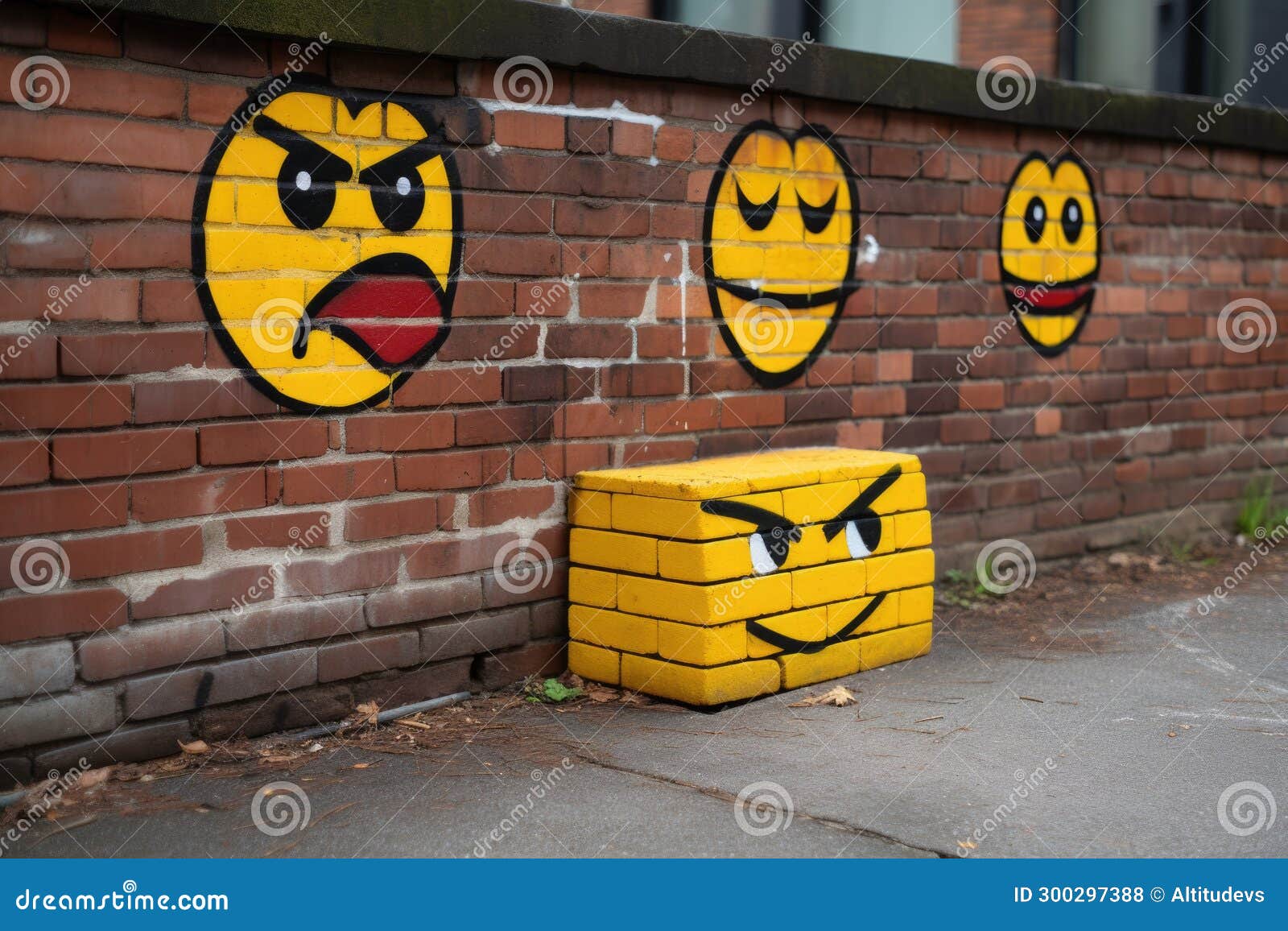 Emoji-themed Graffiti on a Brick Wall Stock Photo - Image of expression ...
