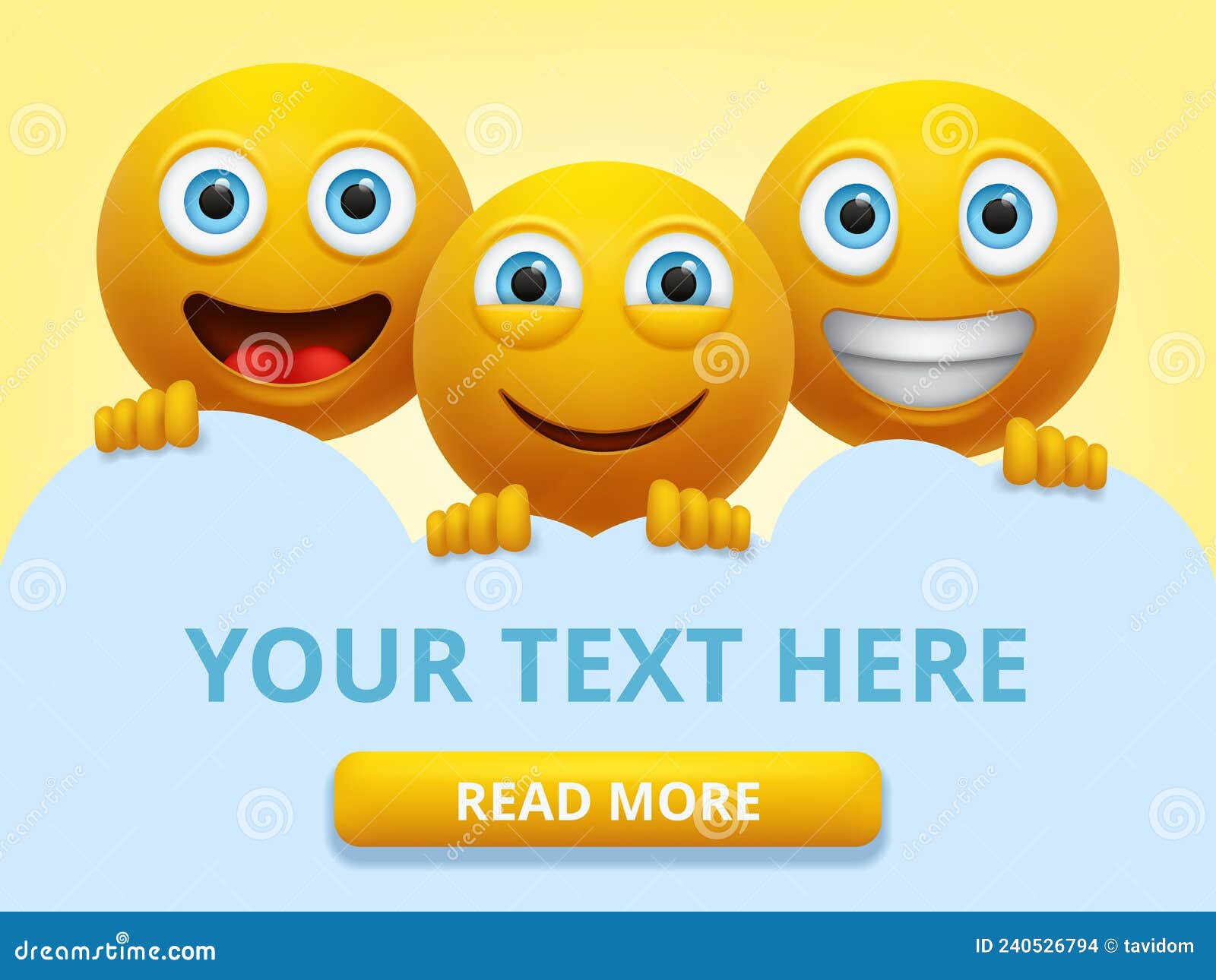 Emoji Vector Background Template. Emoji with Text in Clouds Blue Frame ...